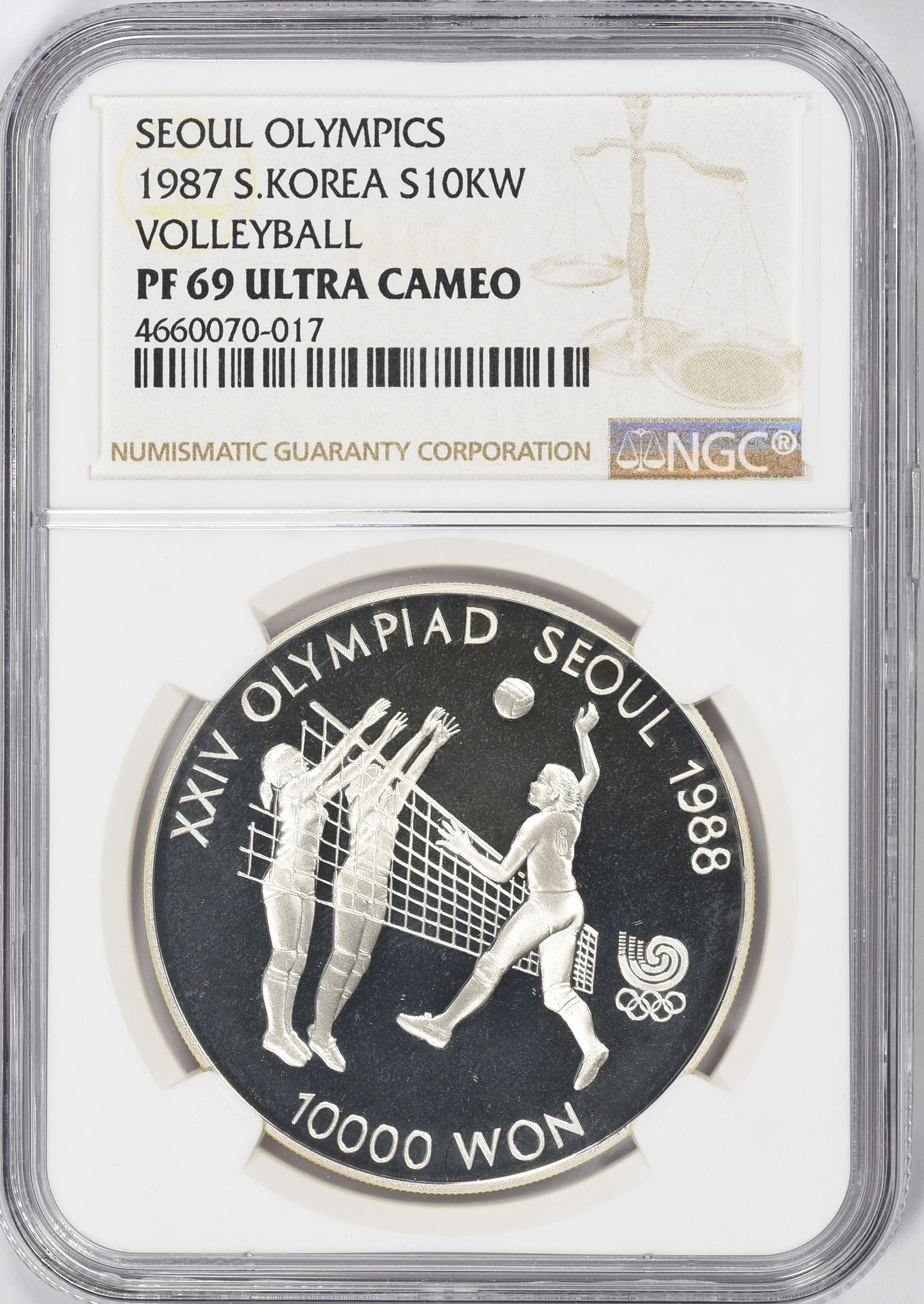 Korea 1987 Silver 10,000 Won Seoul Olympics Volleyball KM-63 NGC Proof ...