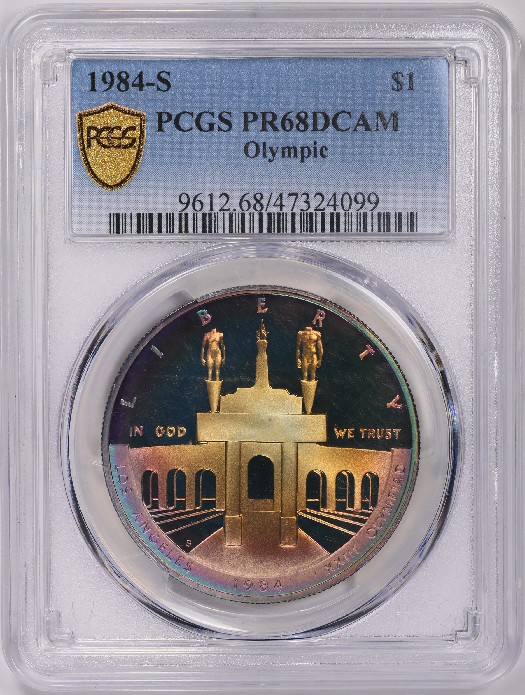 1984-S Los Angeles XXIII Olympiad Coliseum Silver Dollar PCGS Proof-68 ...