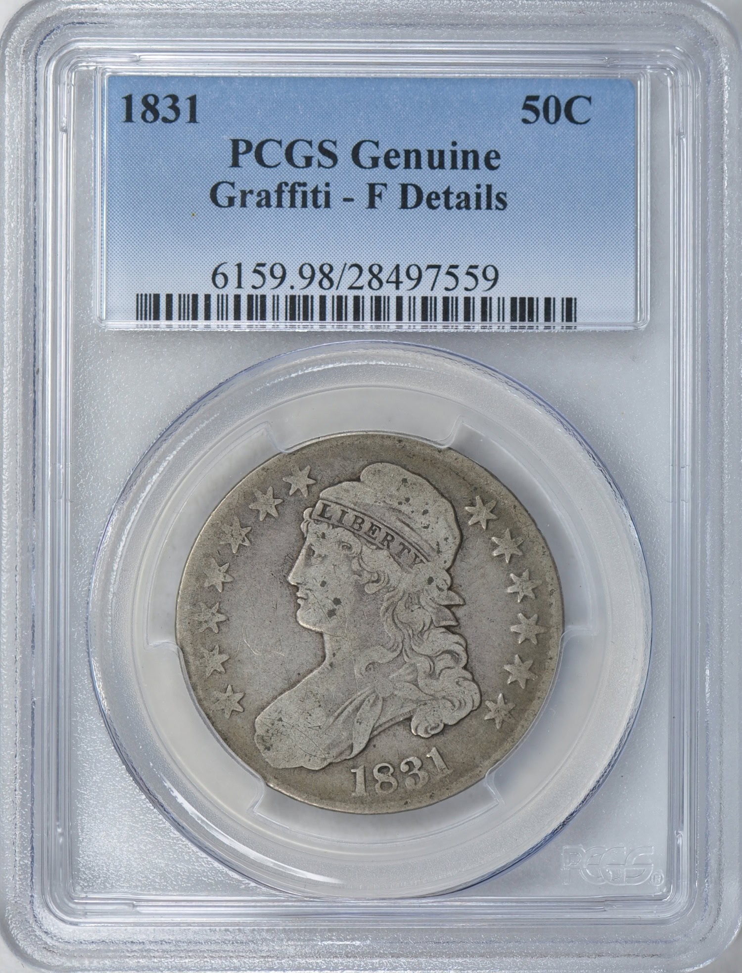 1831 Capped Bust Half Dollar PCGS Genuine Fine Details (Item 152360) | GreatCollections Coin ...