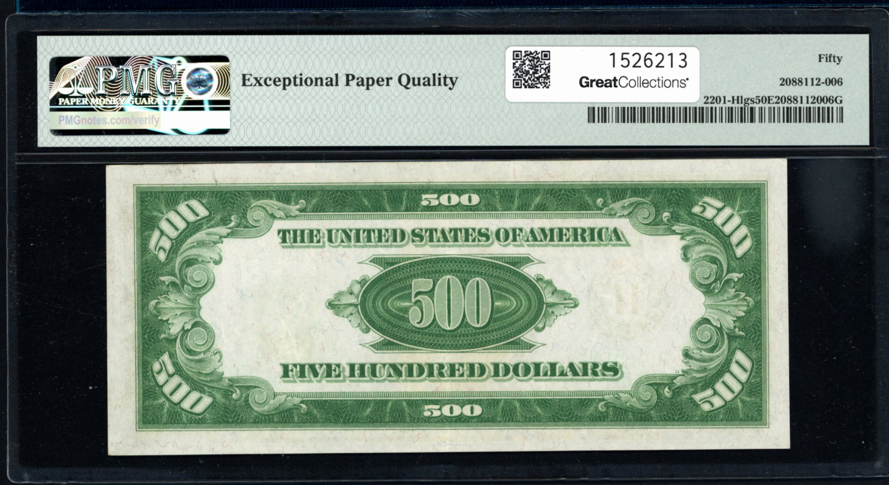 Fr. 2201-Hlgs Light Green (HA Block) 1934 $500 St. Louis Federal ...