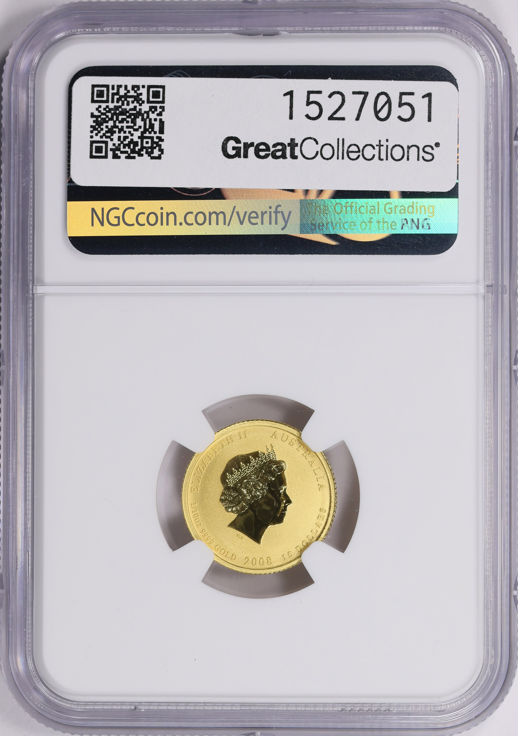 Australia 2008-P Colorized Gold $15 Lunar Series, Year of the Mouse NGC ...