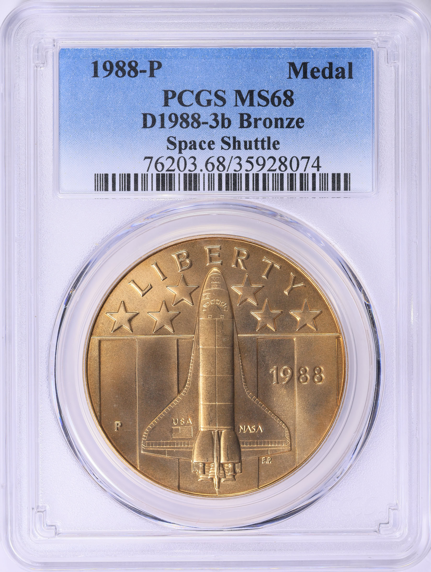 1988-P Bronze 38mm Young Astronauts Space Shuttle Medal D1988-3b PCGS ...