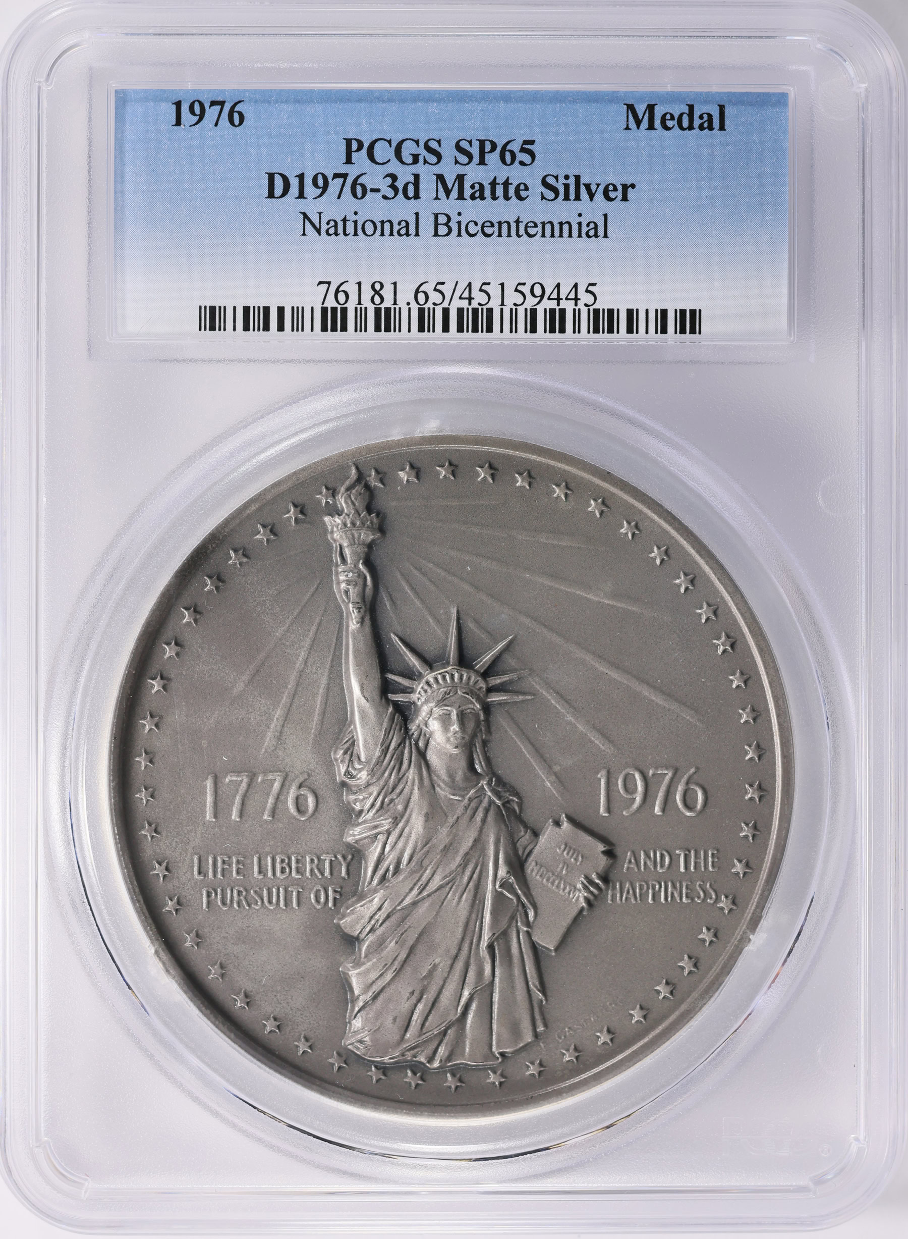1976 Matte Silver National Bicentennial Medal D1976-3d PCGS SP-65 (Item ...