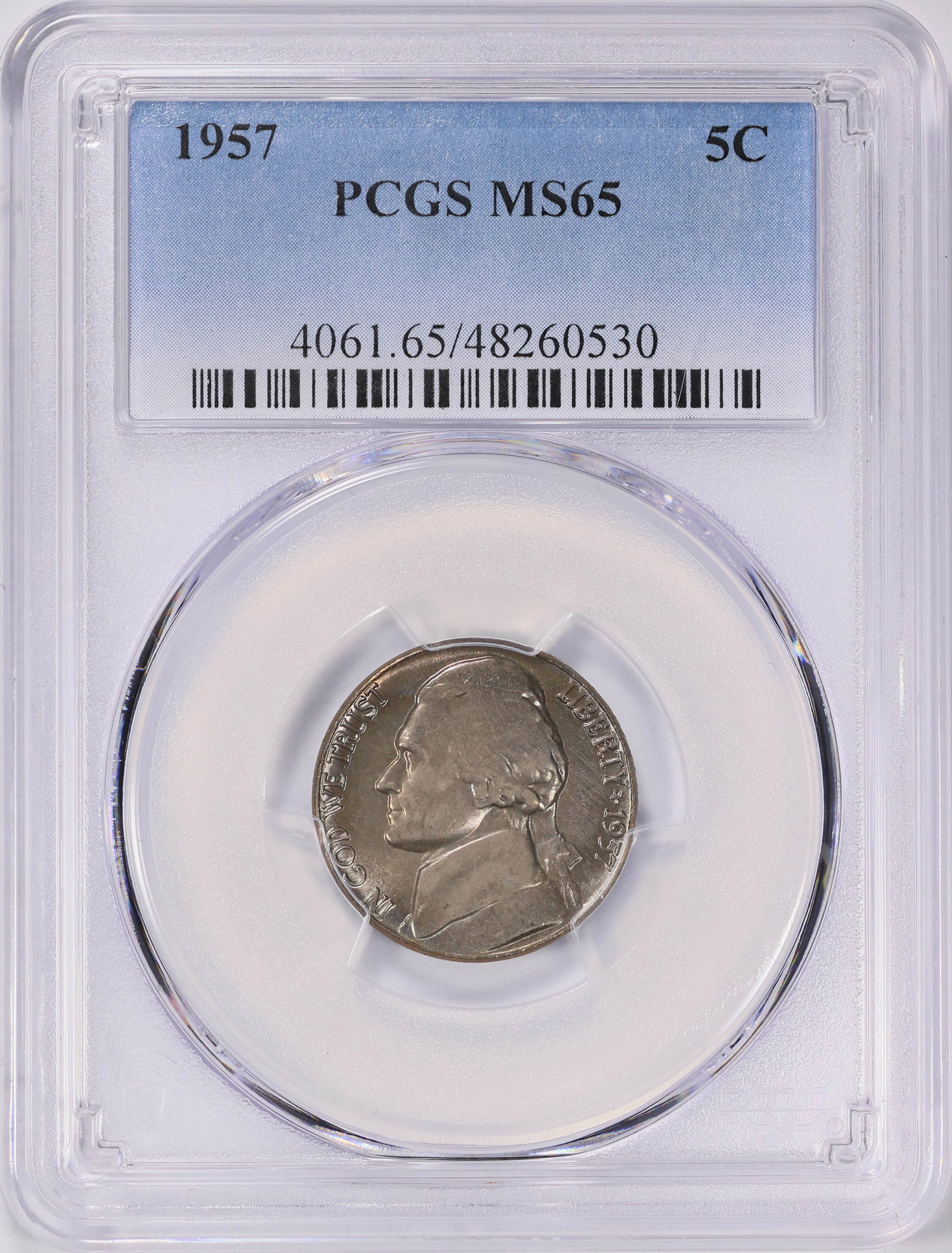 1957 Jefferson Nickel PCGS MS-65 (Toned) (Item 1529742) | GreatCollections Coin Auctions