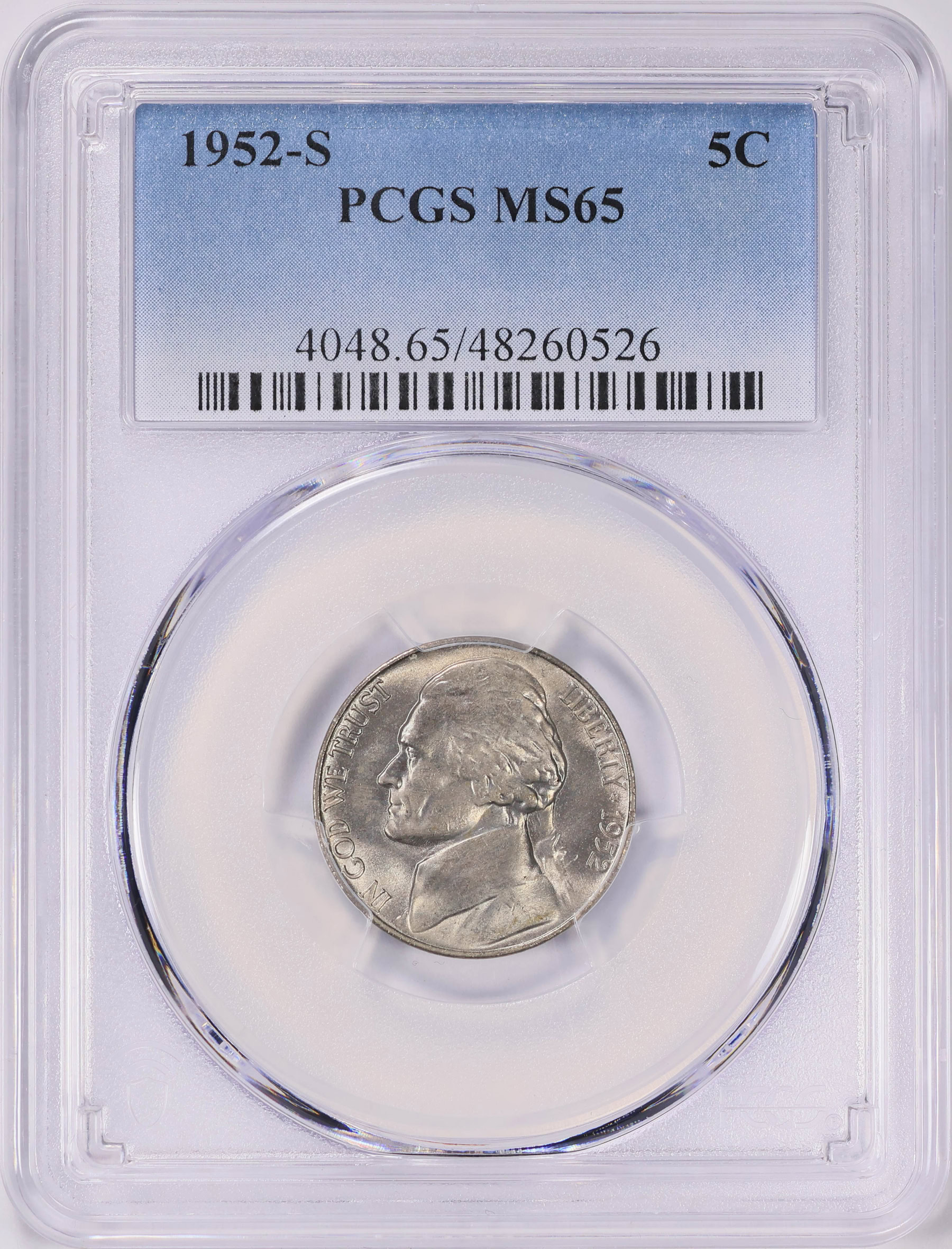 1952-S Jefferson Nickel PCGS MS-65 (Item 1529755) | GreatCollections ...