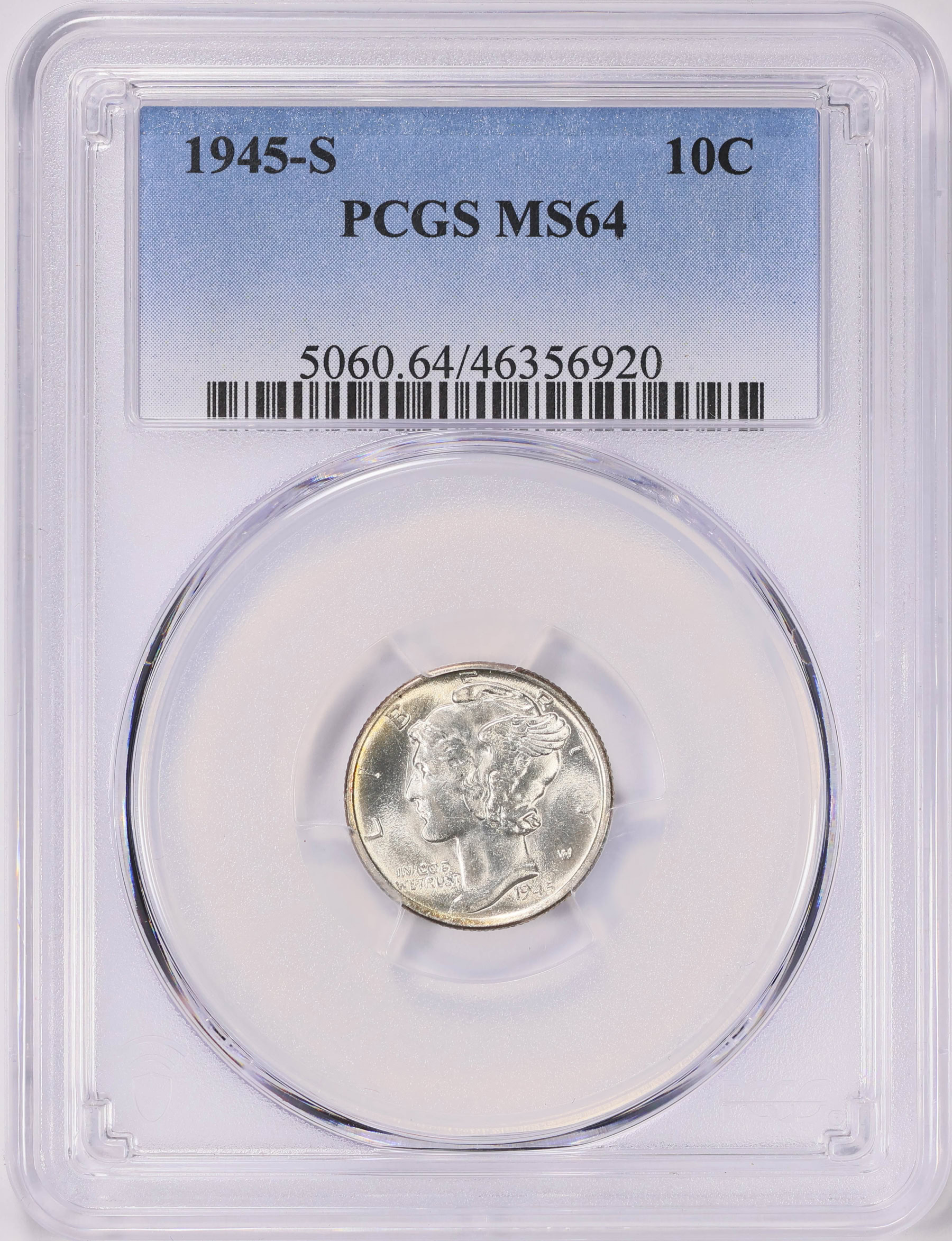 1945-S Mercury Dime PCGS MS-64 (Item 1529762) | GreatCollections Coin ...