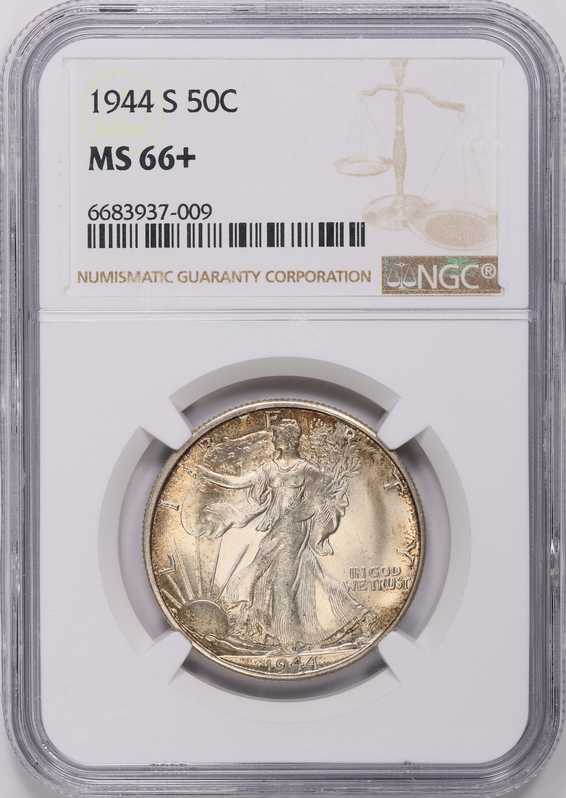 1944-S Walking Liberty Half Dollar NGC MS-66+ (Toned) (Item 1531098) | GreatCollections Coin ...