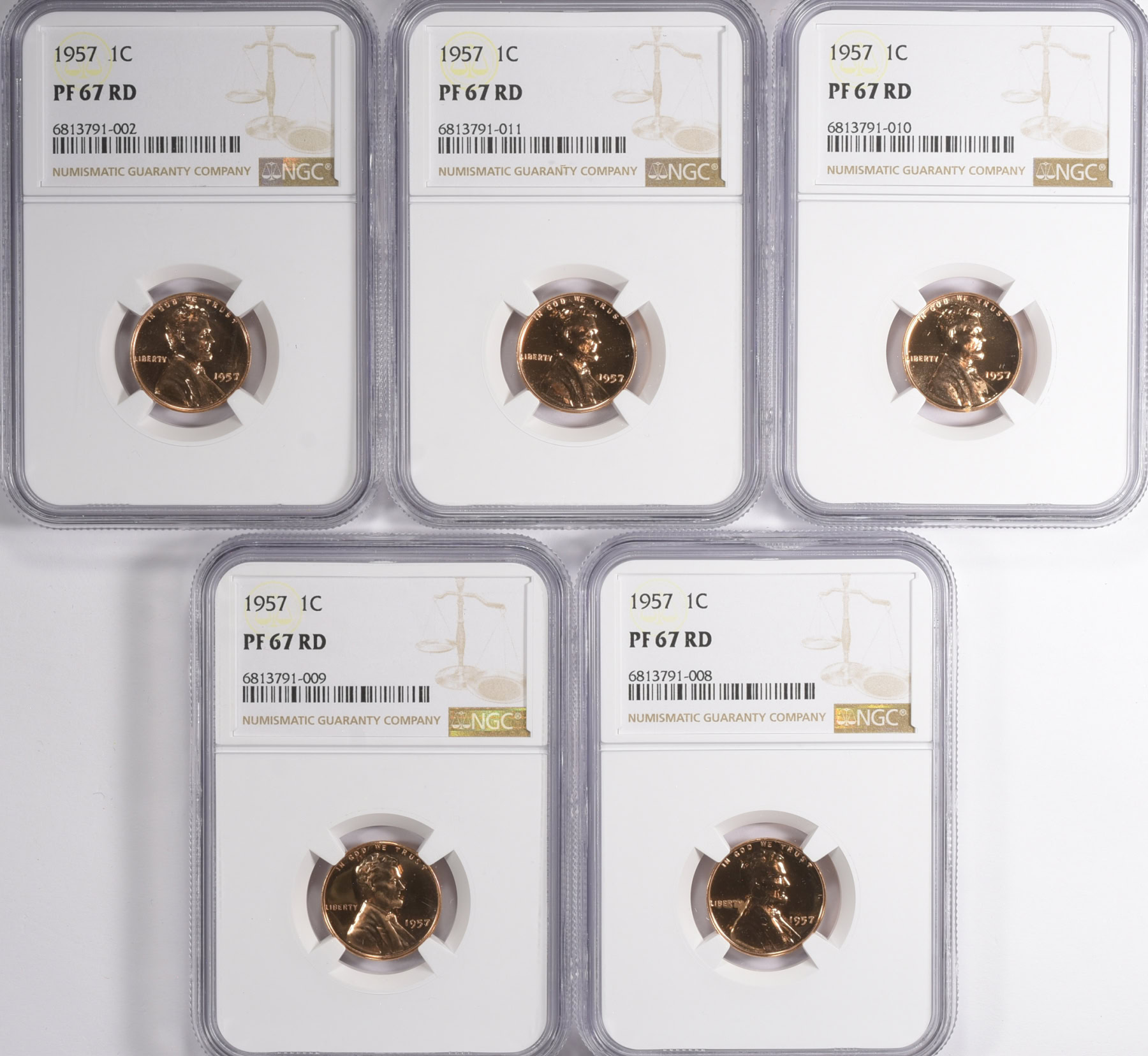 1957 Lincoln Cent NGC Proof-67 RD (10 Coins) (Item 1533720 ...