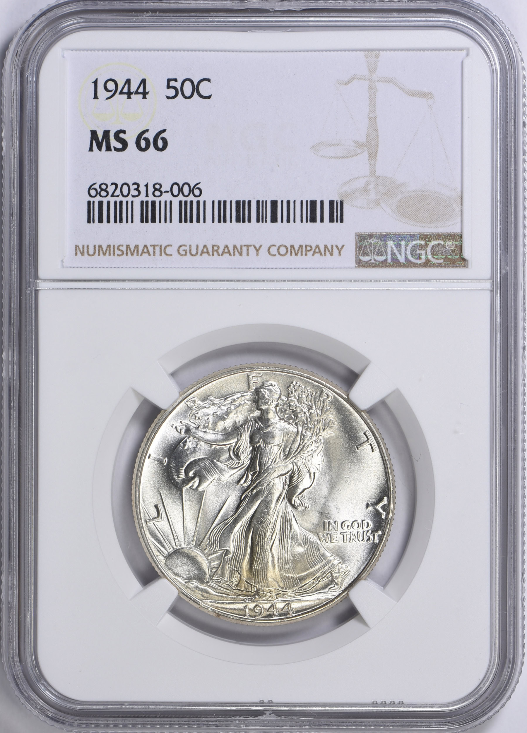 1944 Walking Liberty Half Dollar NGC MS-66 (Item 1534293) | GreatCollections Coin Auctions