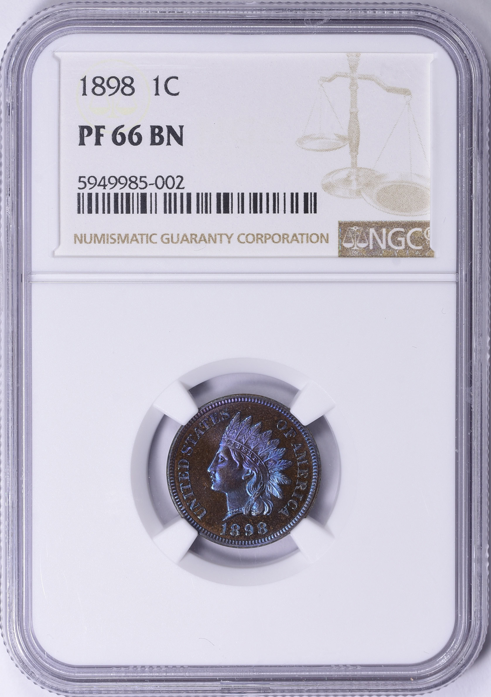 1898 Indian Cent NGC Proof-66 BN (Toned) (Item 1535335 ...