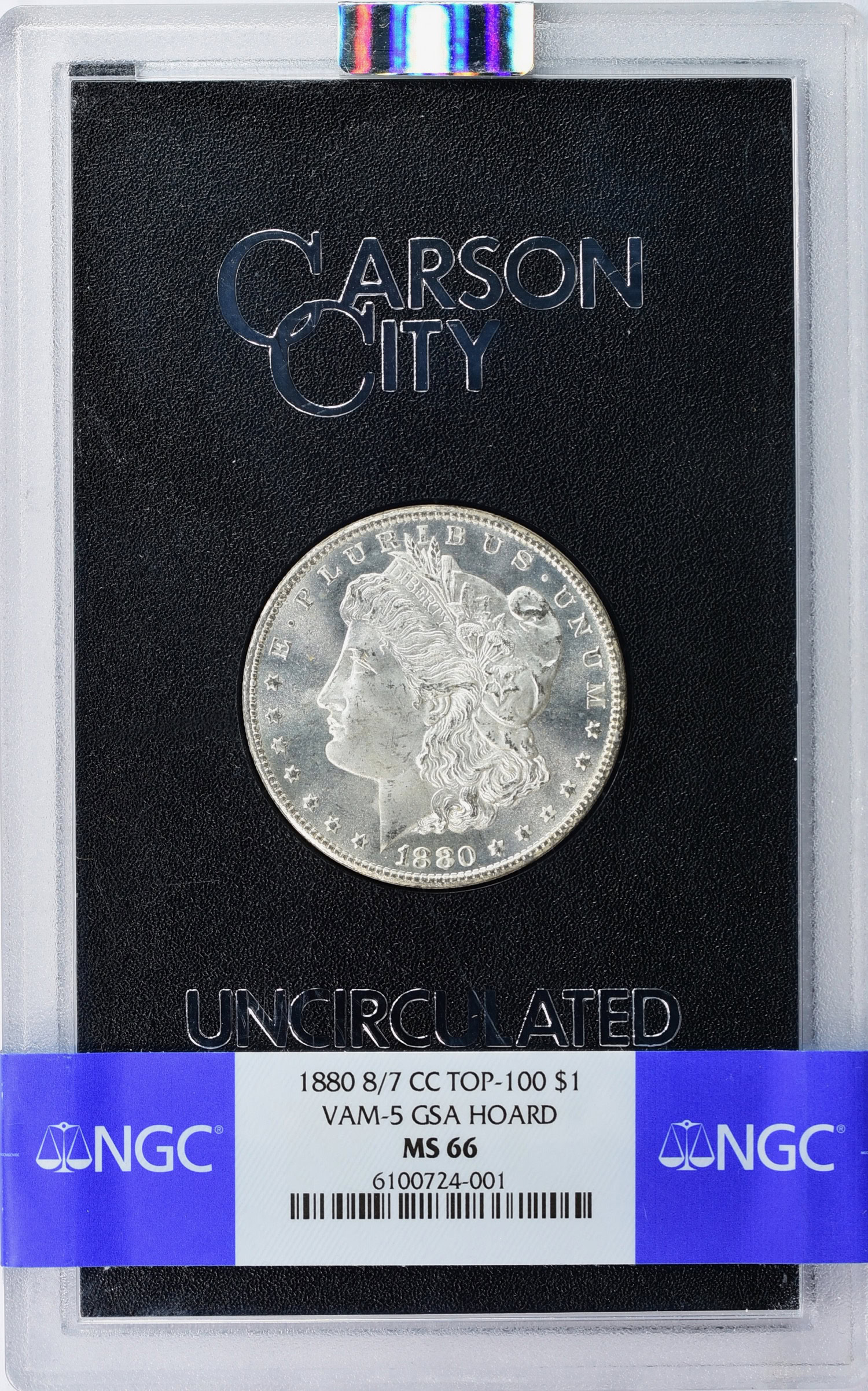 1880-CC Morgan Silver Dollar 8/7 VAM-5 Top 100 NGC MS-66 (GSA Holder) (With GSA Box) (Item ...