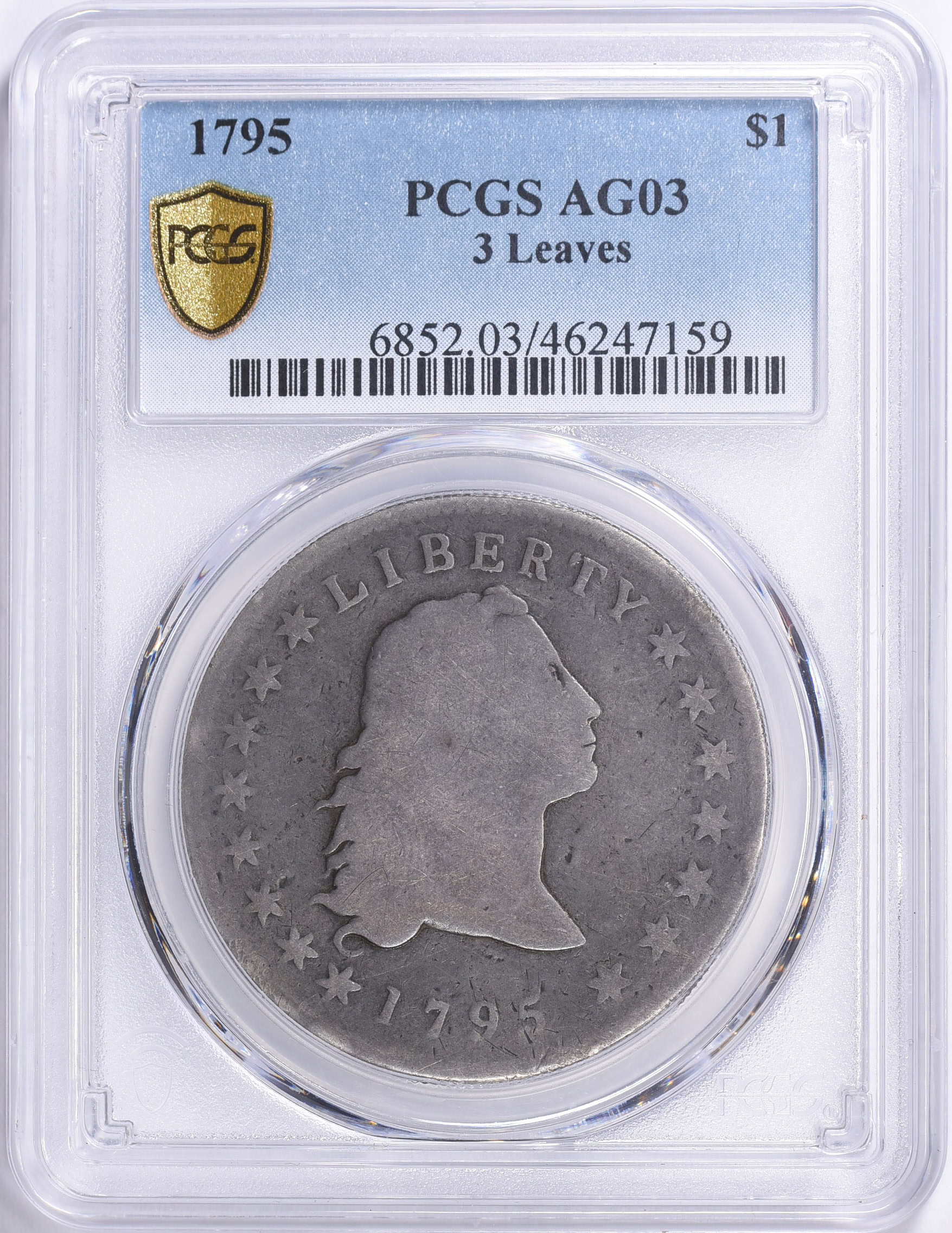 1795 Flowing Hair Silver Dollar 3 Leaves PCGS AG-03 (Item 1535847) | GreatCollections Coin Auctions
