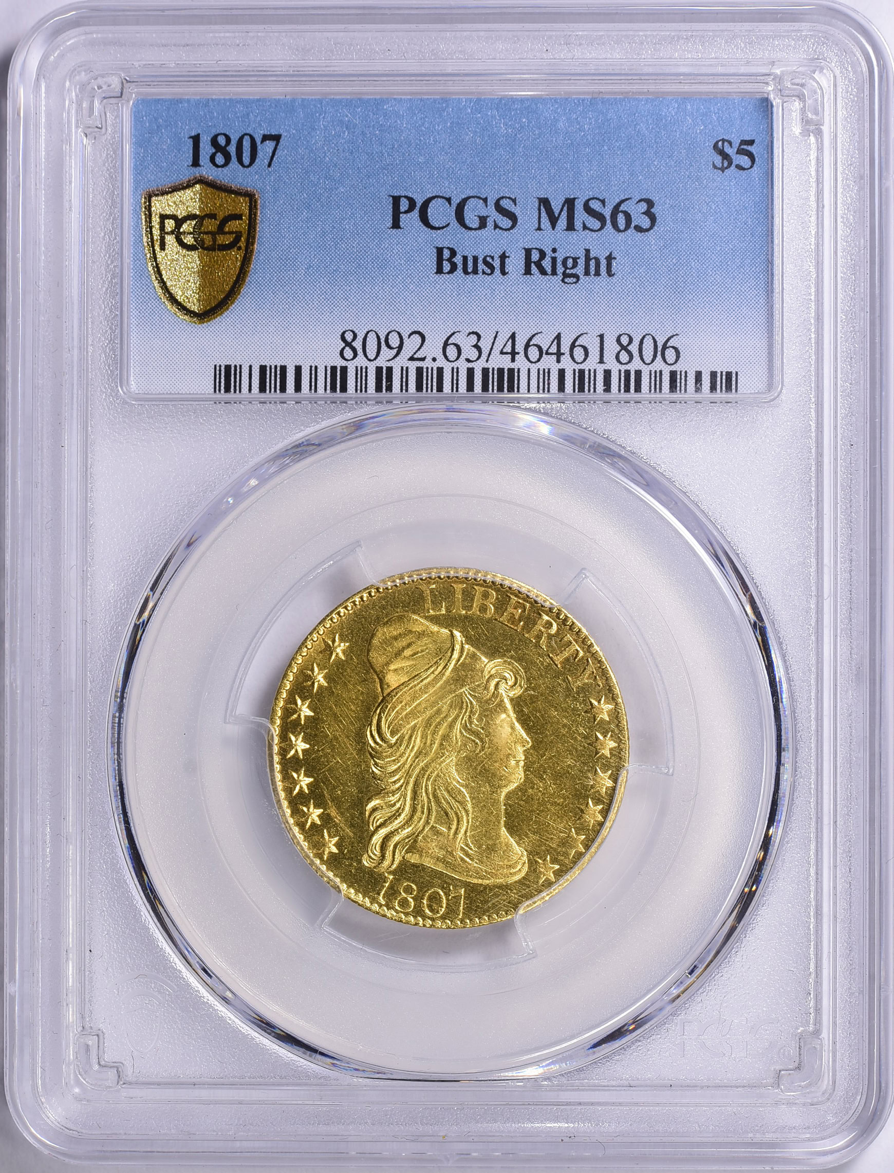 1807 Draped Bust Right Gold Half Eagle PCGS MS-63 (Item 1538024 ...