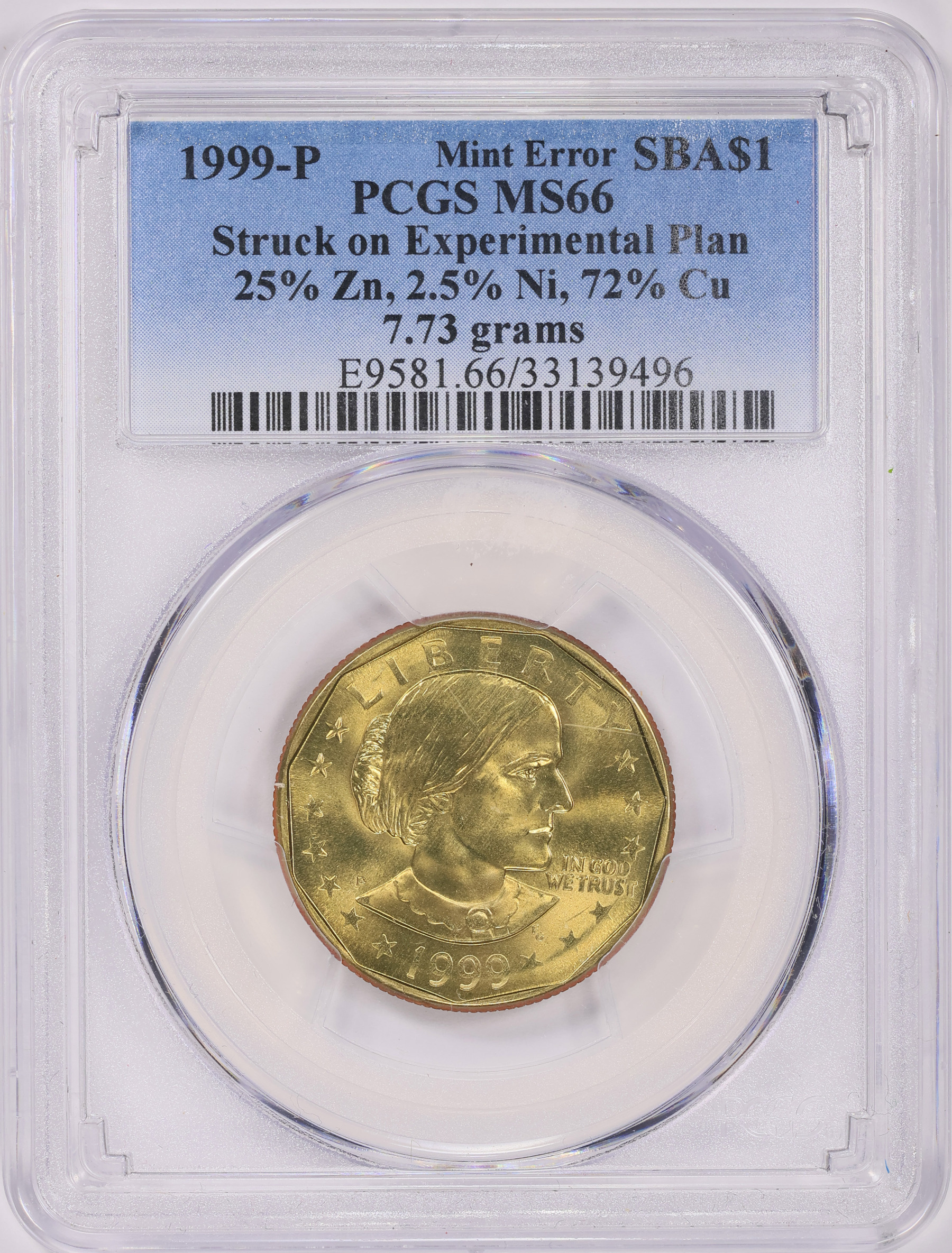 Mint Error 1999-P Susan B. Anthony Dollar Struck on Experimental ...