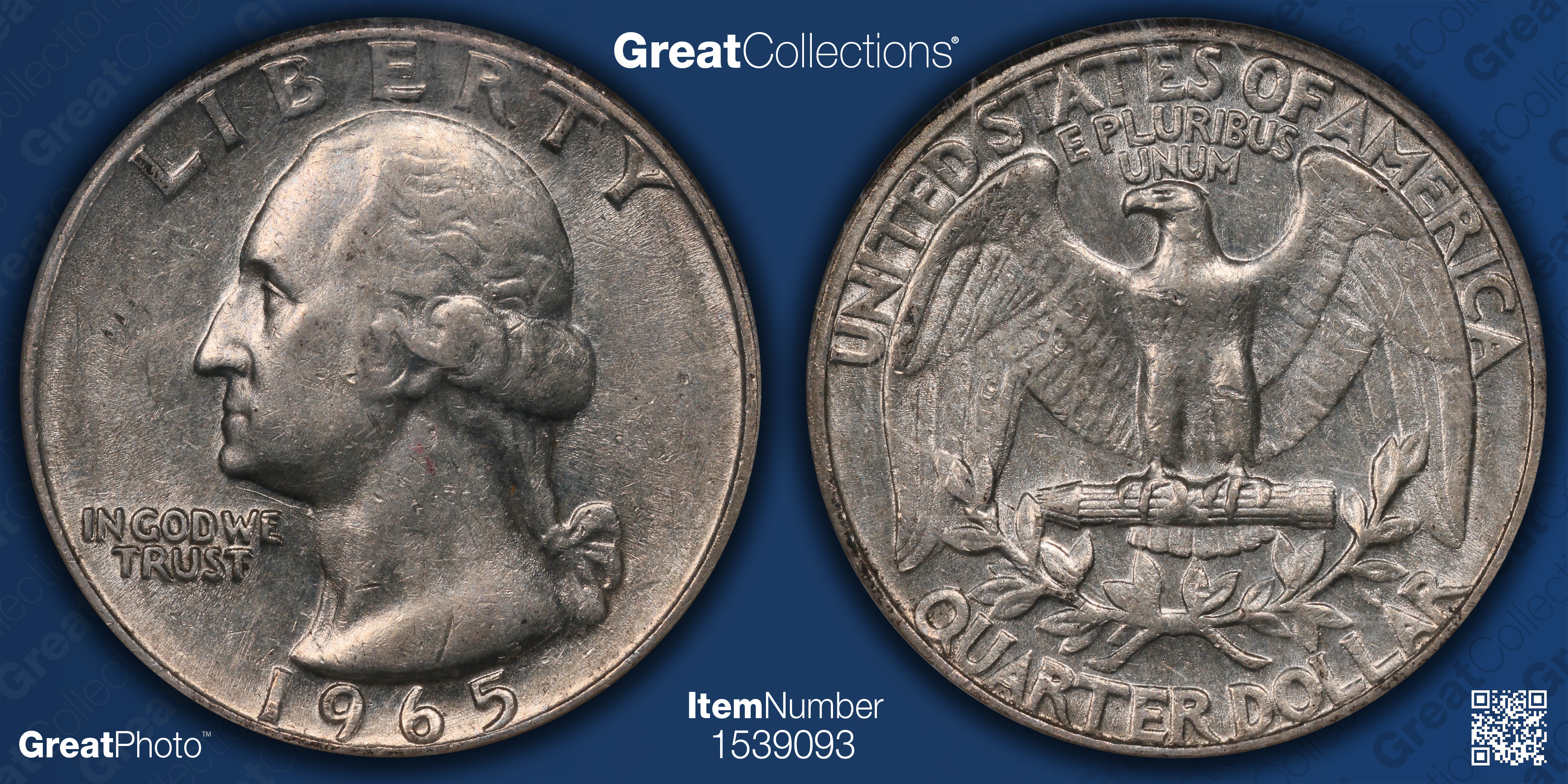 Mint Error 1965 Washington Quarter Struck on 90% Silver Planchet 6.14G ...