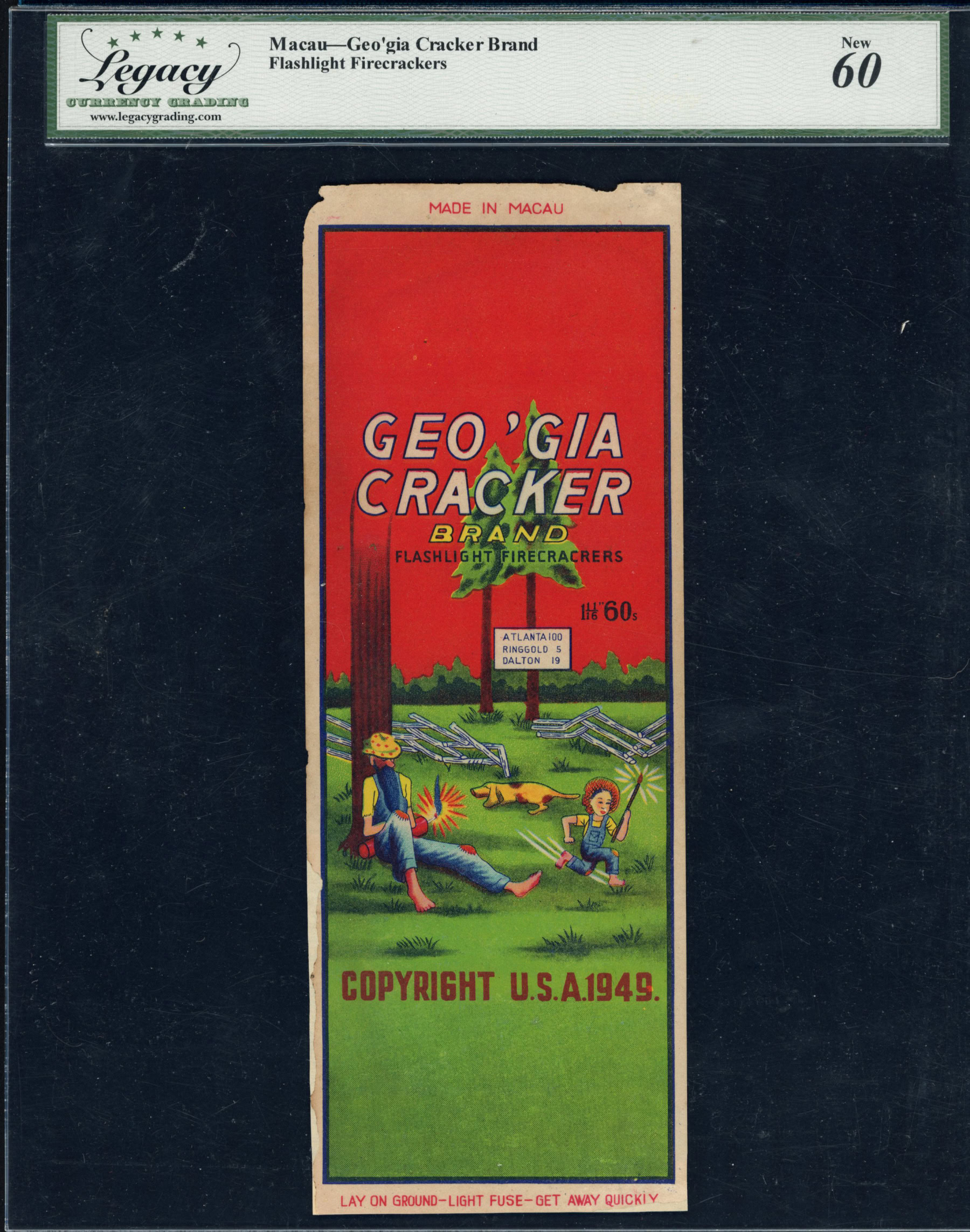 Macau ND Geo'gia Cracker Brand Flashlight Firecrackers Label Legacy New ...