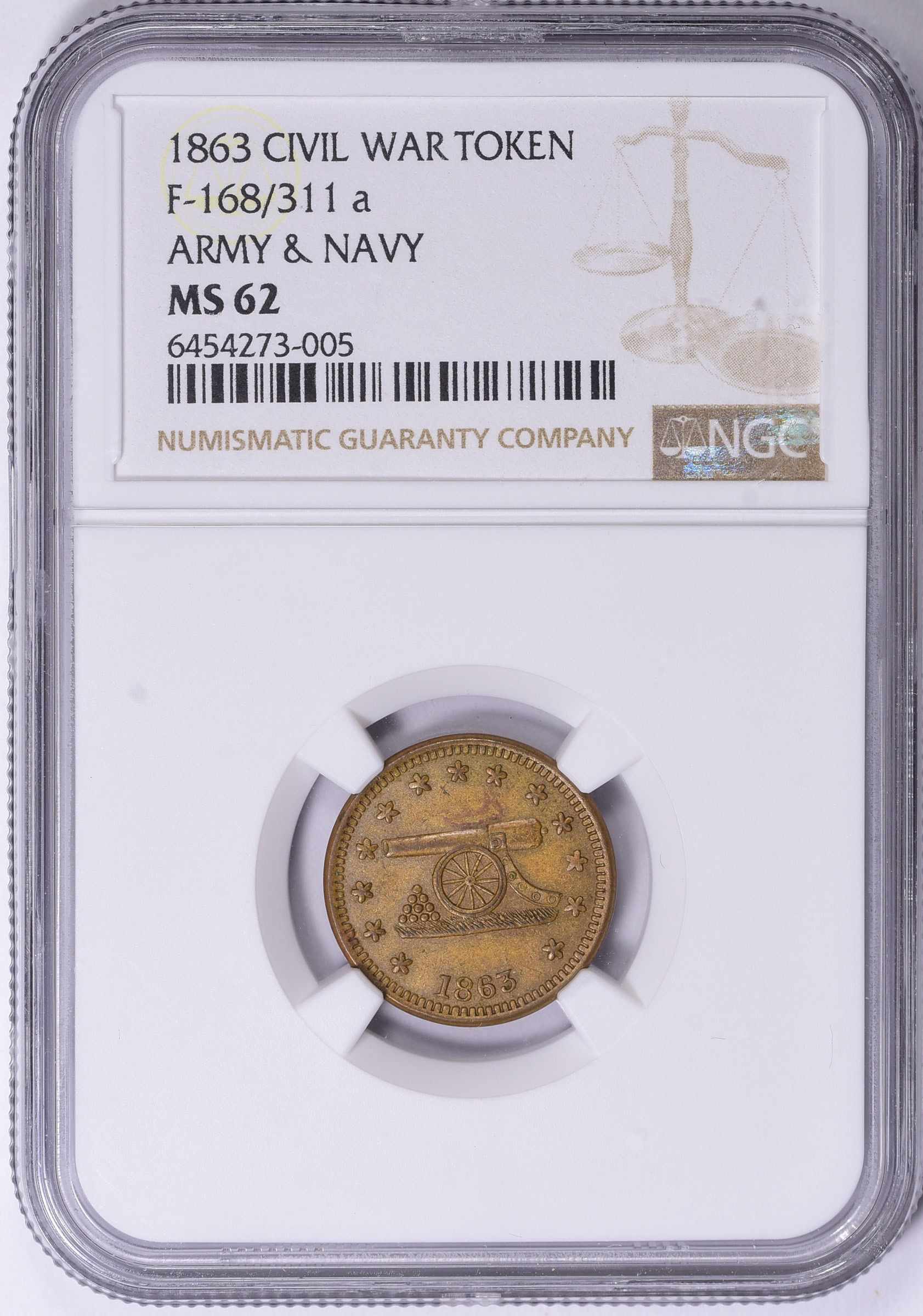 1863 Army & Navy Civil War Token F-168/311b NGC MS-62 (Item 1540737 ...