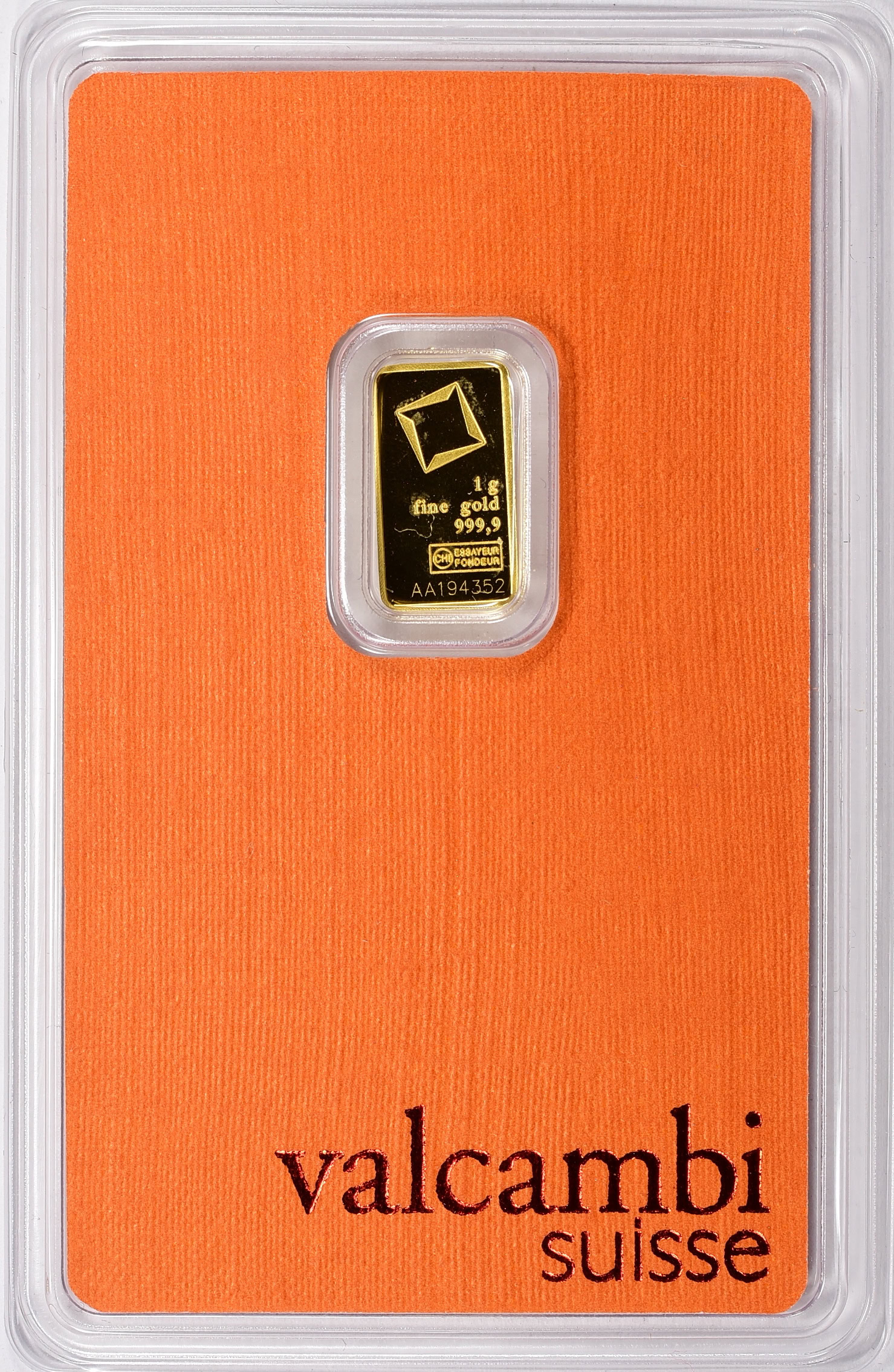 Switzerland ND Gold 1gm Valcambi Ingot/Bar Uncertified in Card of Issue ...