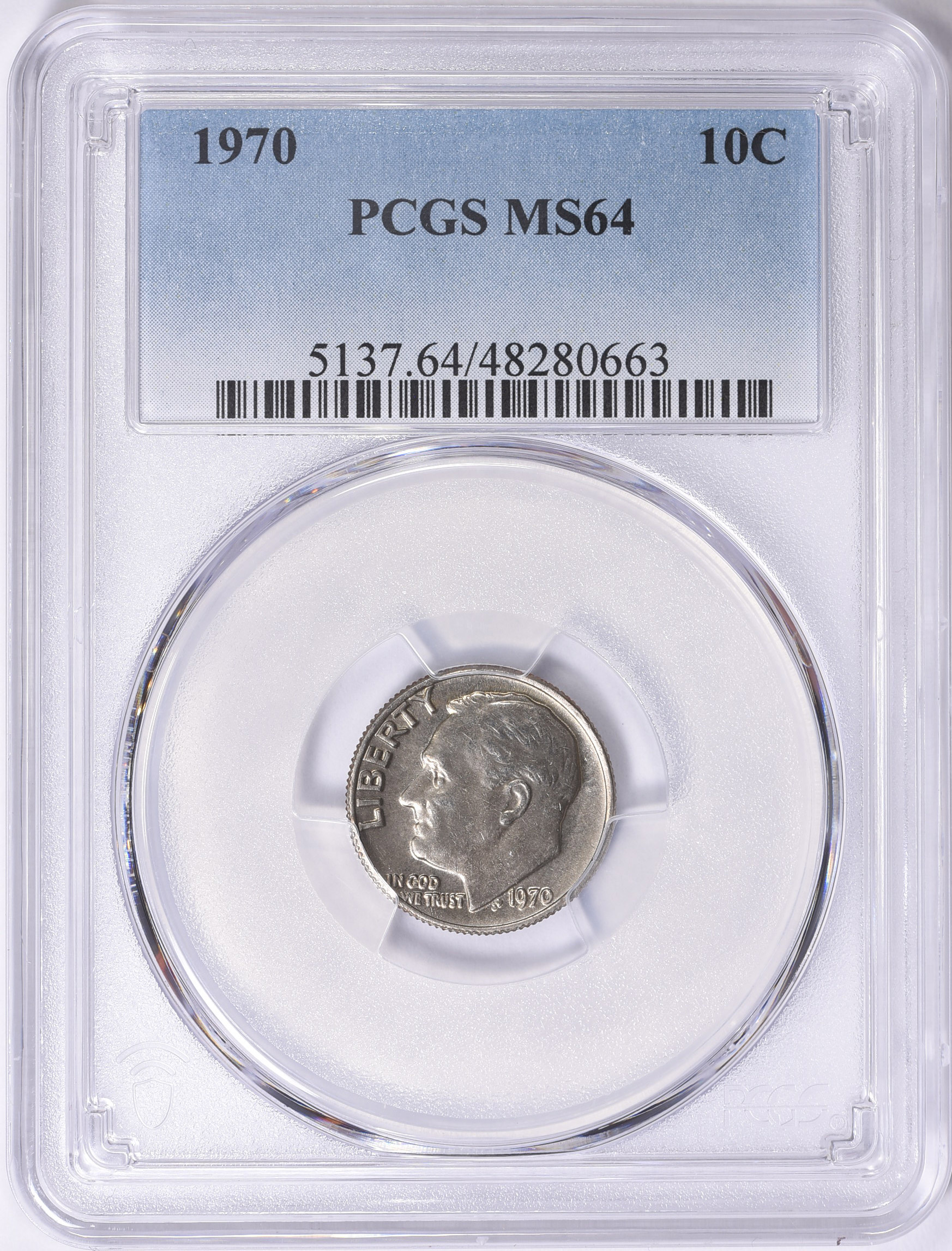 1970 Roosevelt Dime PCGS MS-64 (Item 1541972) | GreatCollections Coin ...