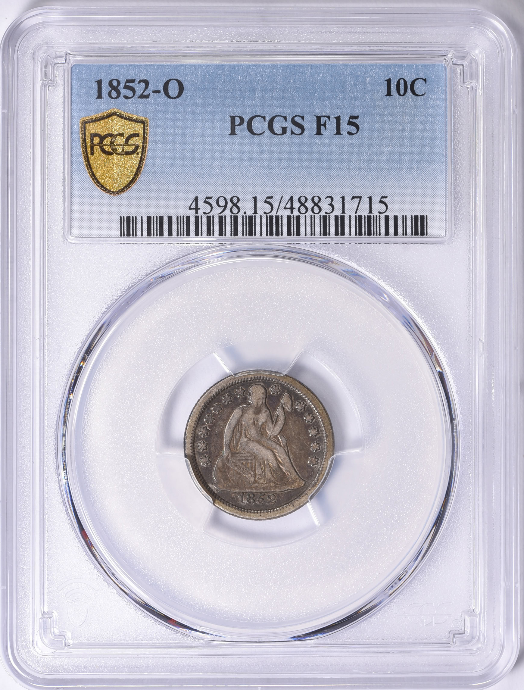 1852-O Seated Liberty Dime PCGS F-15 (Item 1542098) | GreatCollections Coin Auctions