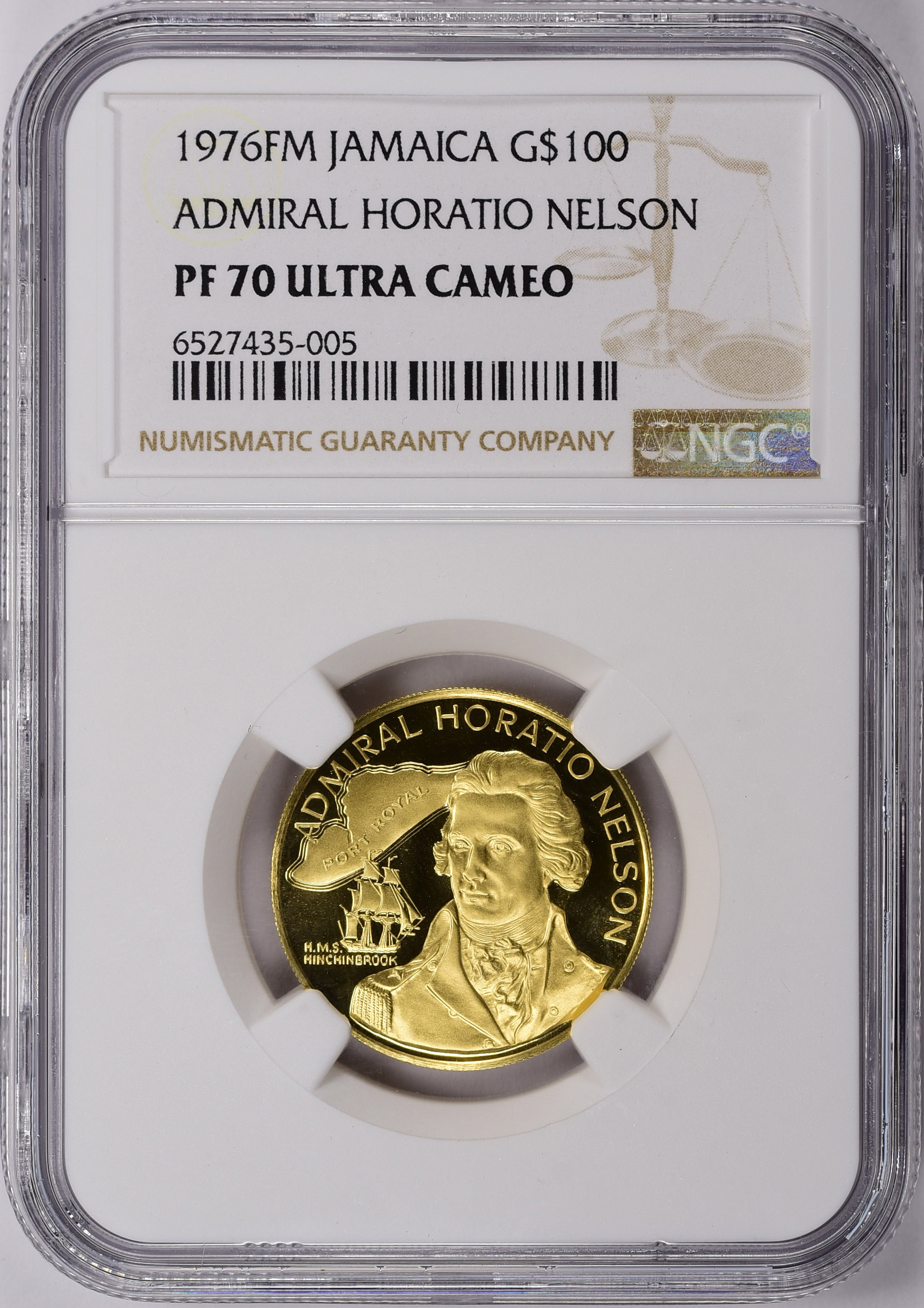 Jamaica 1976-FM Gold $100 Admiral Horatio Nelson KM-72 NGC Proof-70 UC ...