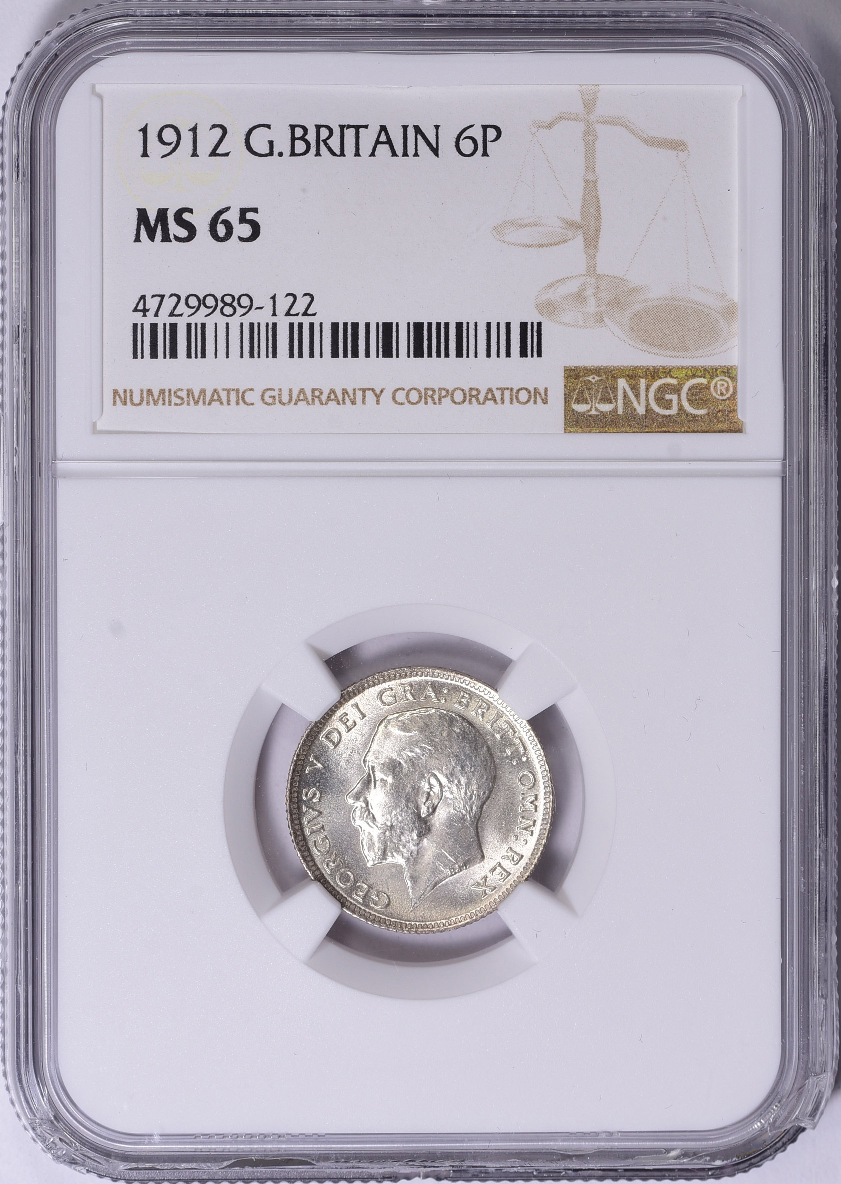 Great Britain 1912 Silver 6 Pence S-4014 NGC MS-65 (Item 1543476 ...