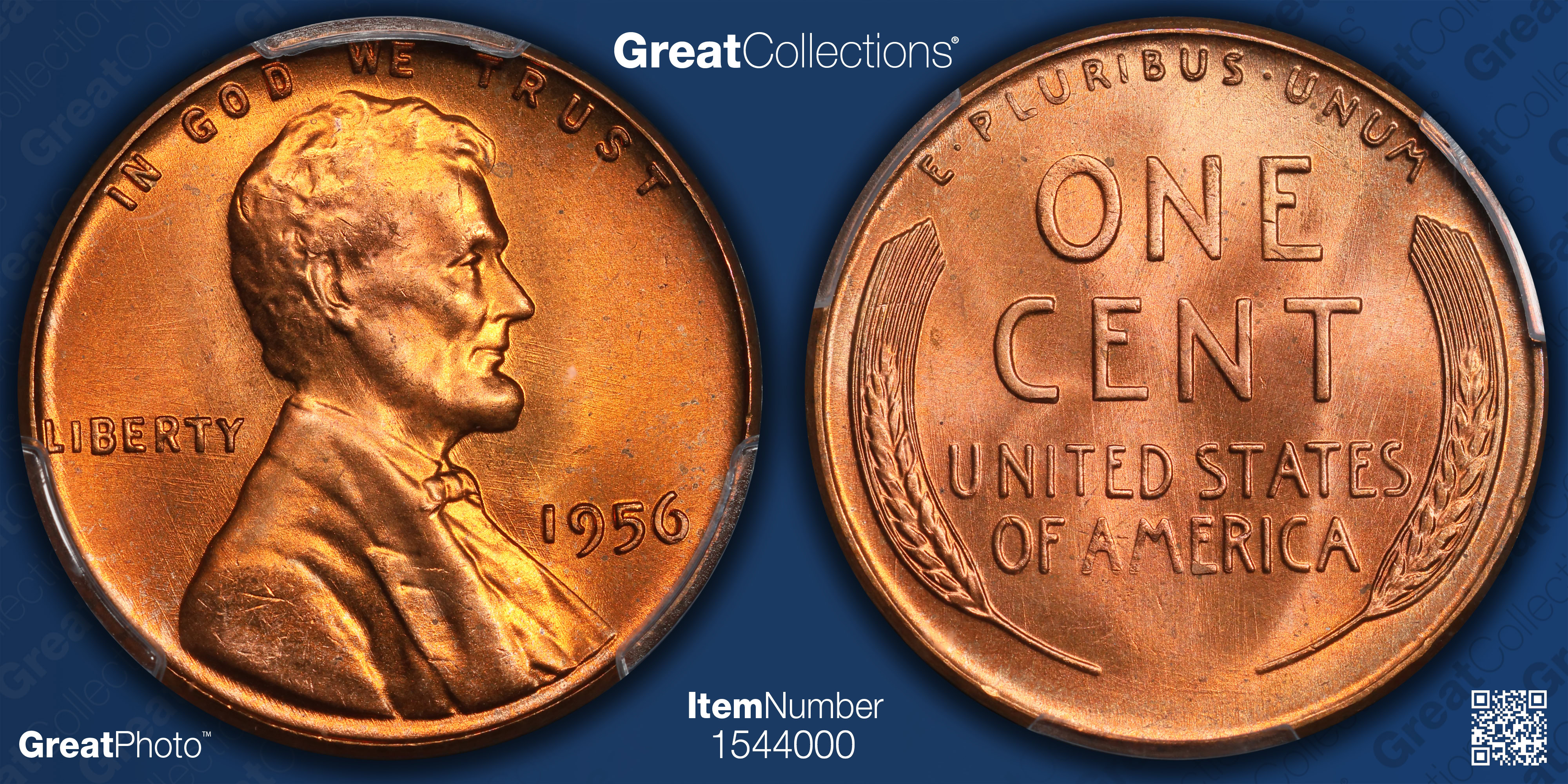 1956 Lincoln Cent PCGS MS-67+ RD (Item 1544000) | GreatCollections Coin ...