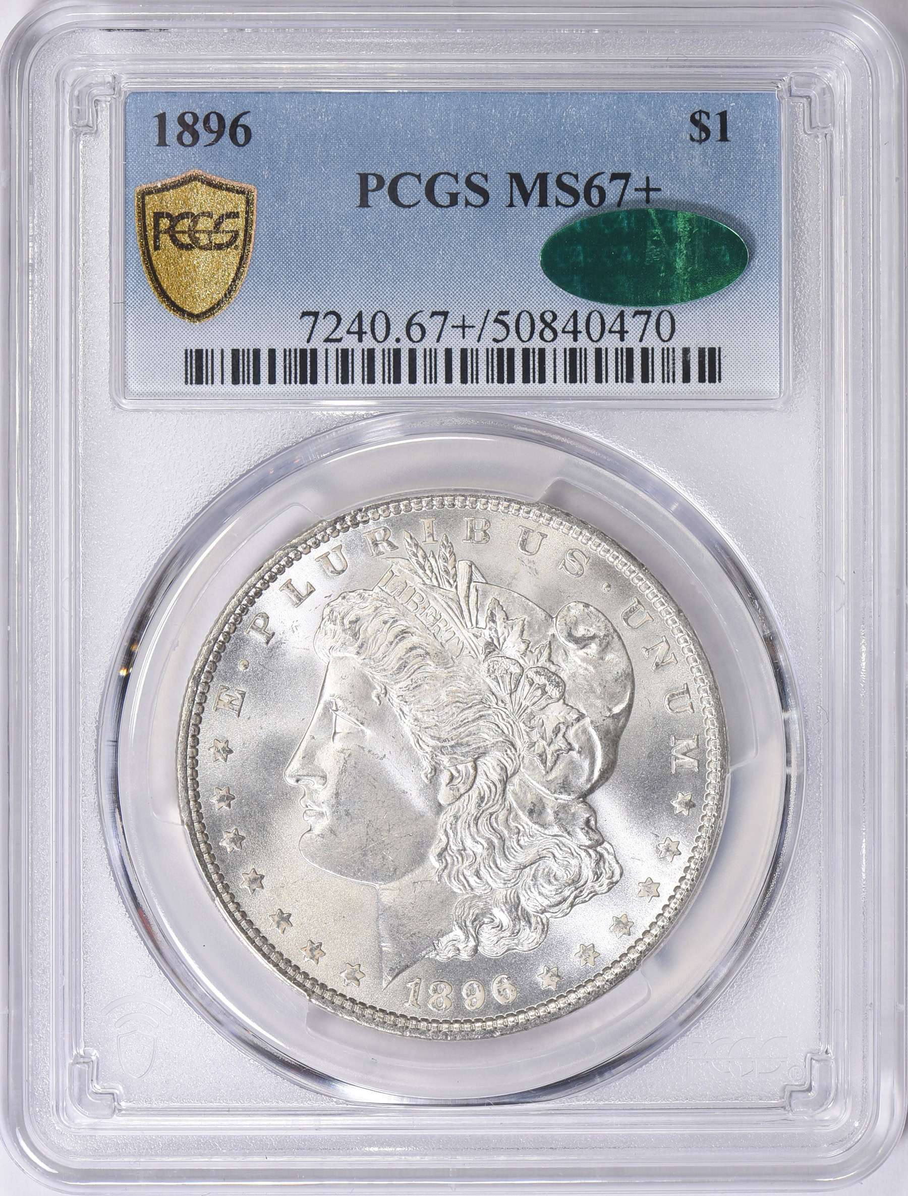 1896 Morgan Silver Dollar PCGS MS-67+ (CAC Green) (Item 1544030) | GreatCollections Coin Auctions