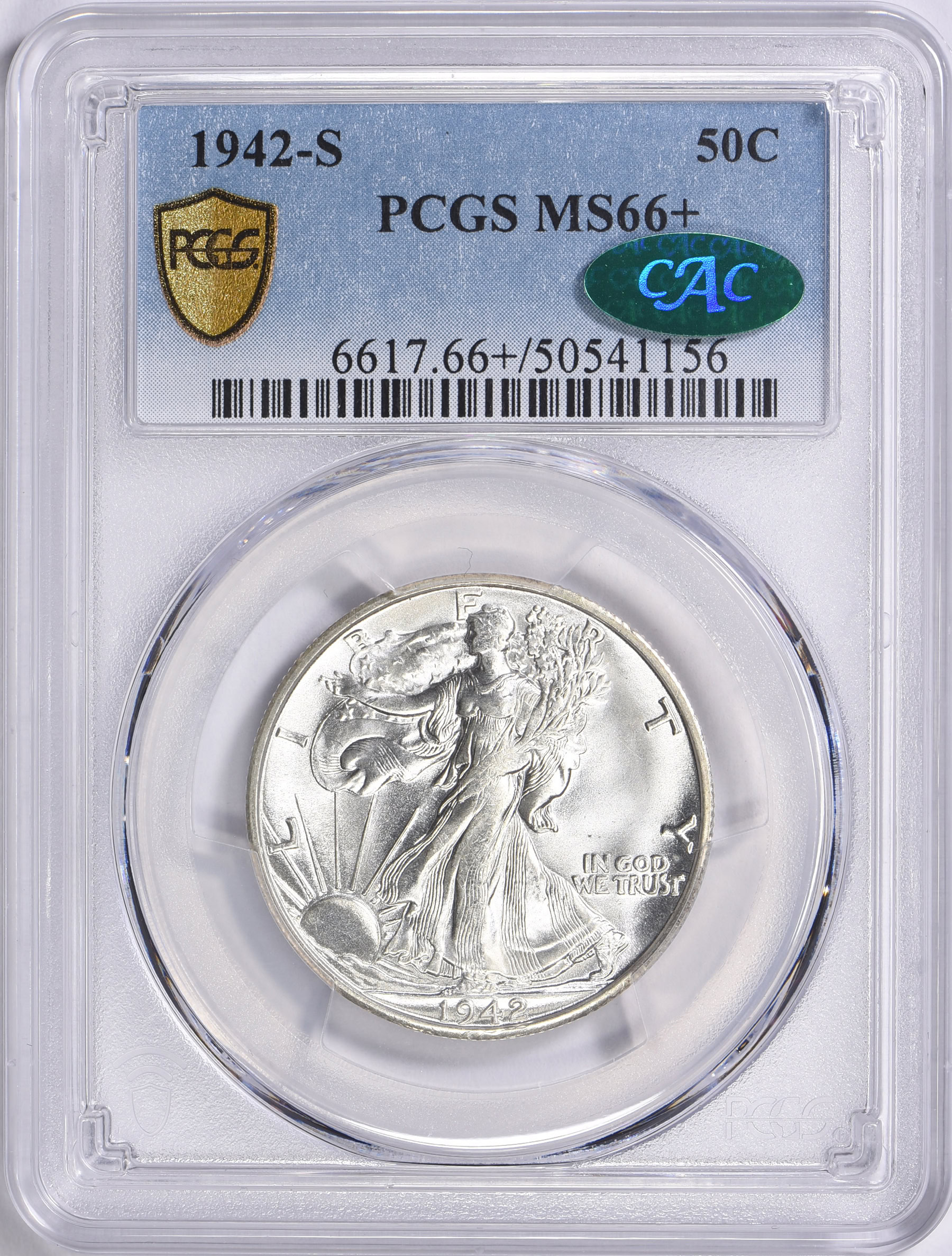 1942-S Walking Liberty Half Dollar PCGS MS-66+ (CAC Green) (Item 1544044) | GreatCollections ...
