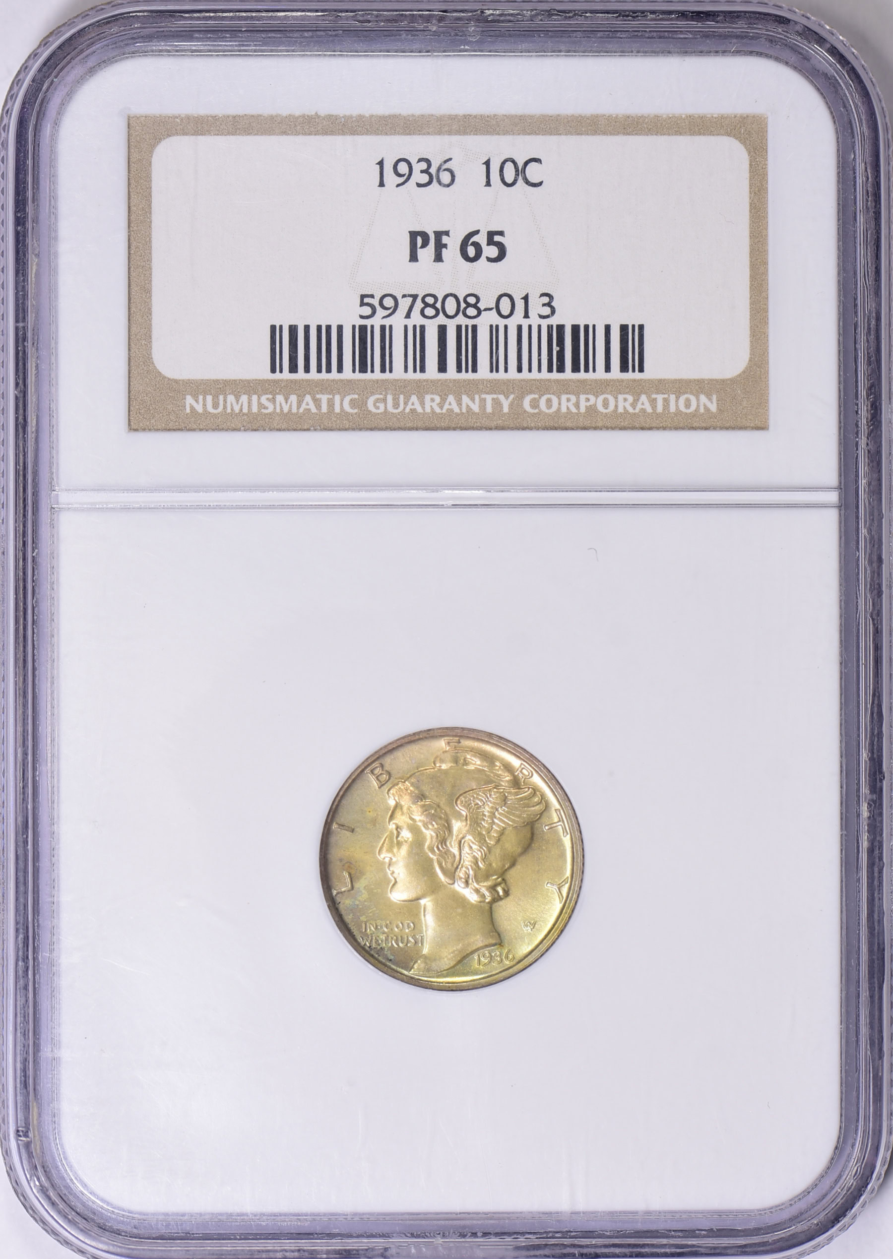 1936 Mercury Dime NGC Proof-65 (Toned) (Item 1545040) | GreatCollections Coin Auctions