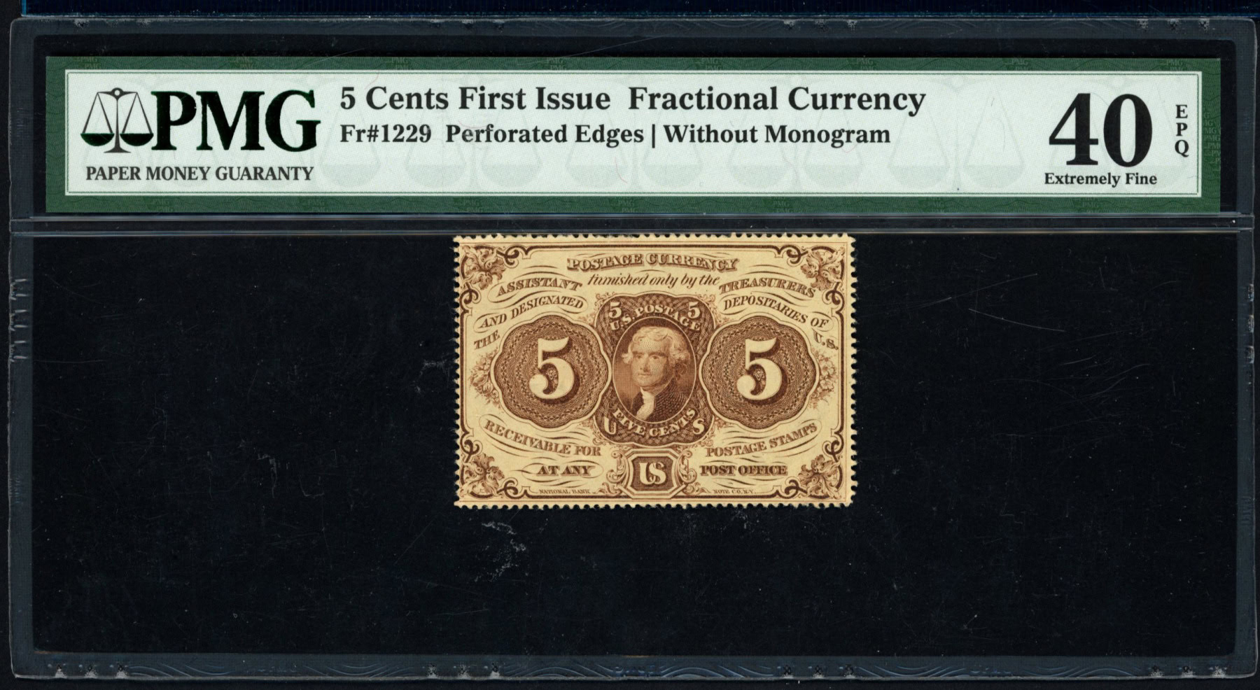 Fr. 1229 First Issue 5 Cents Fractional Currency Note Perforated Edges ...