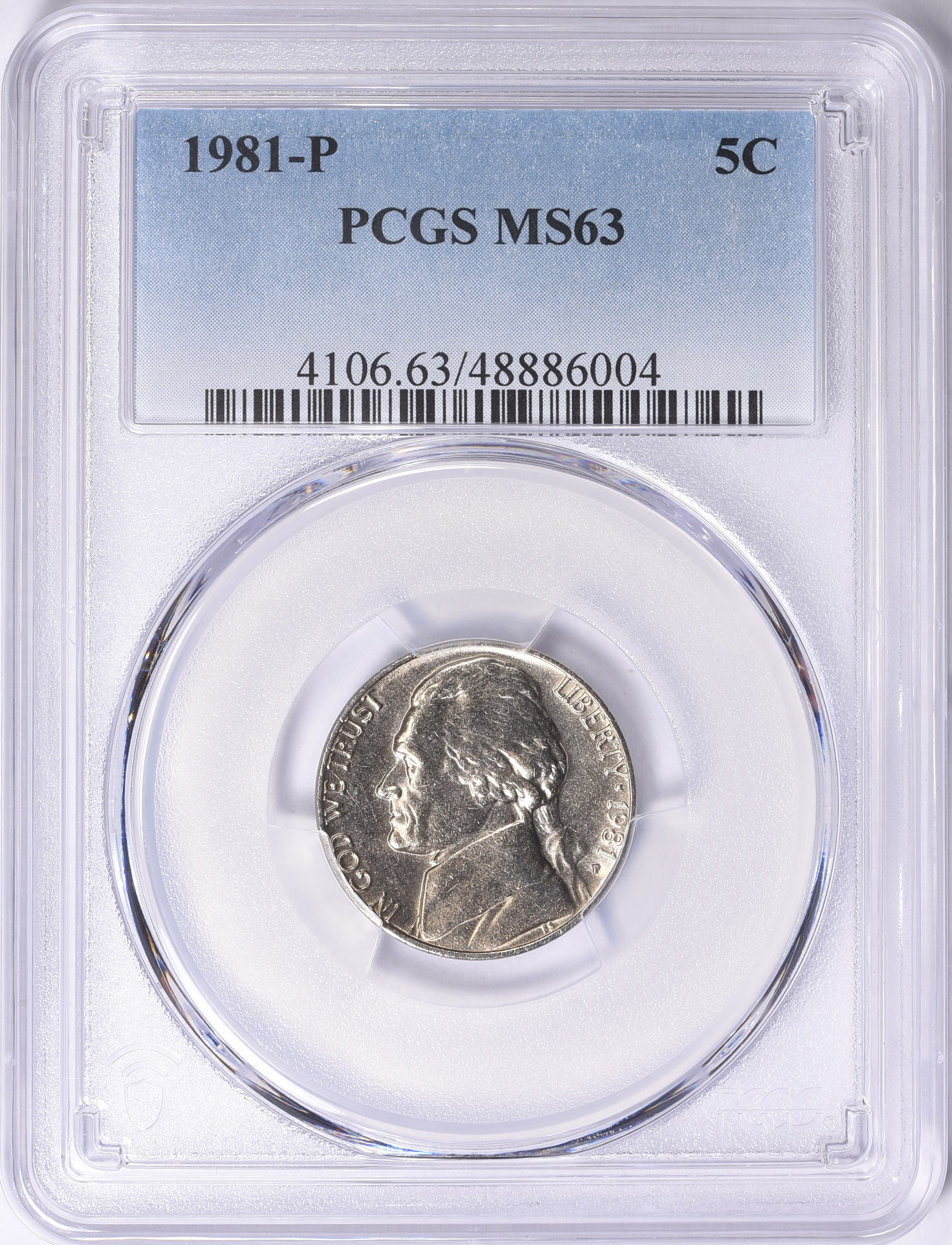 1981-P Jefferson Nickel PCGS MS-63 (Item 1545928) | GreatCollections ...