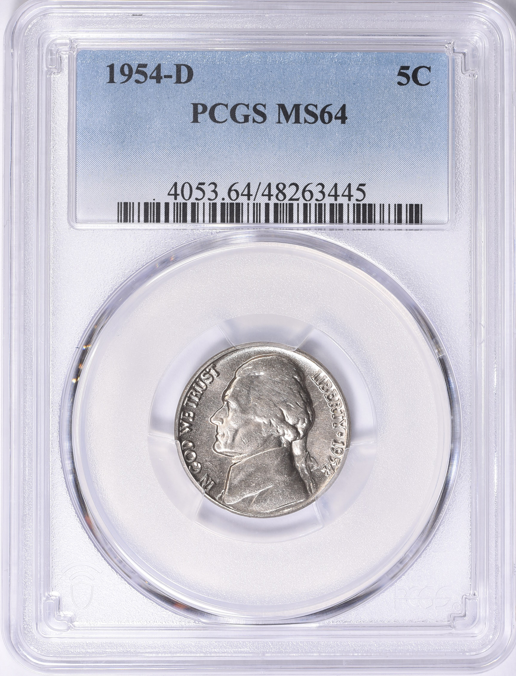 1954-D Jefferson Nickel PCGS MS-64 (Item 1545982) | GreatCollections Coin Auctions