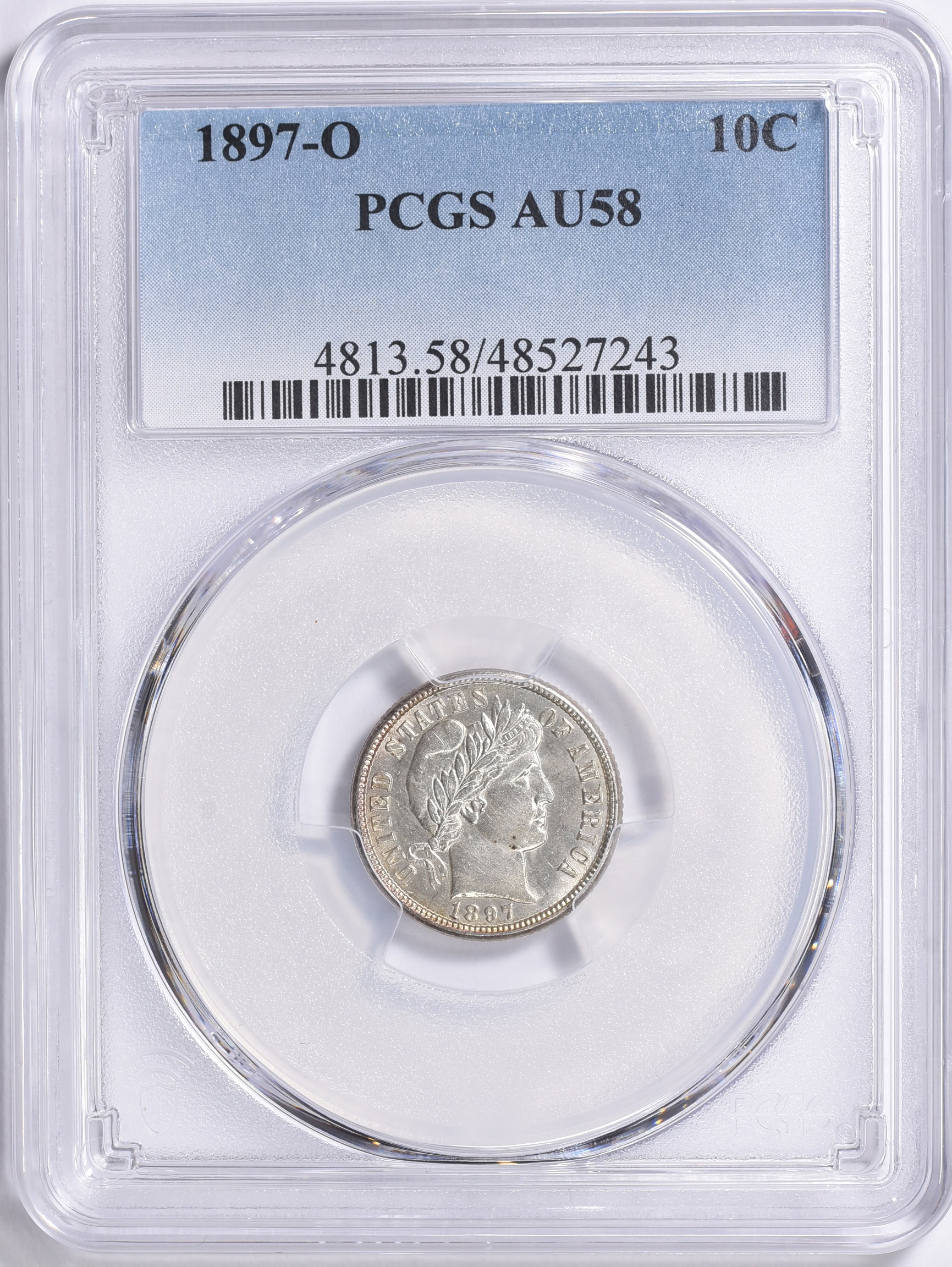 1897-O Barber Dime PCGS AU-58 (Item 1546292) | GreatCollections Coin Auctions