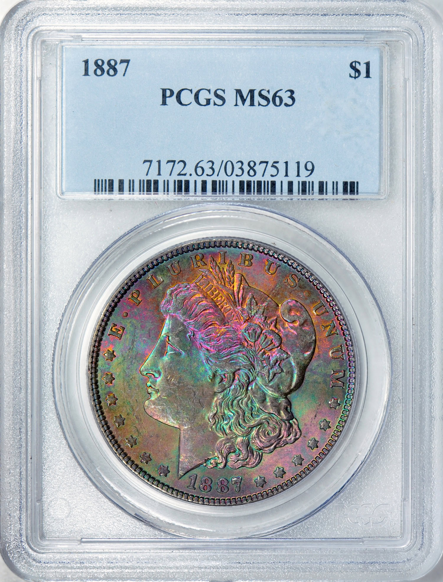 1887 Morgan Silver Dollar PCGS MS-63 (Toned) (Item 154846) | GreatCollections Coin Auctions