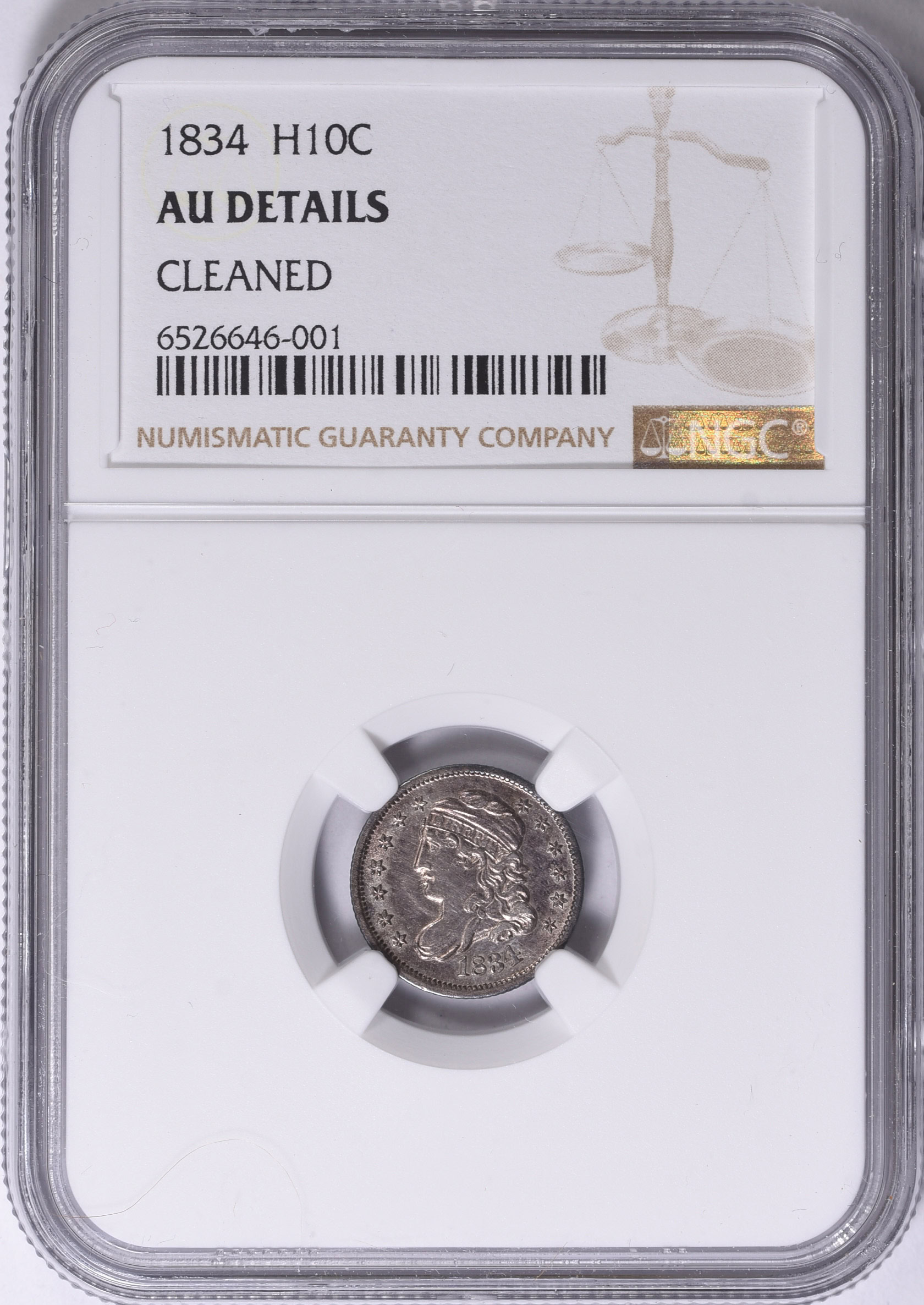 1834 Capped Bust Half Dime NGC AU Details (Item 1548701) | GreatCollections Coin Auctions
