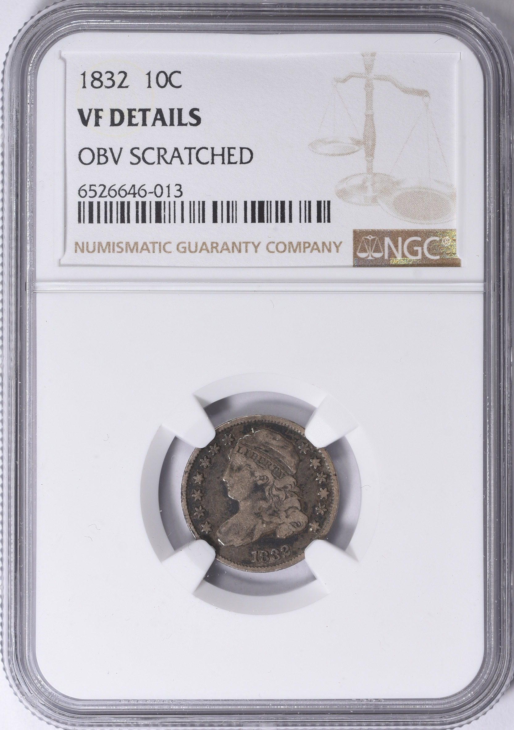 1832 Capped Bust Dime NGC VF Details (Item 1548705) | GreatCollections ...