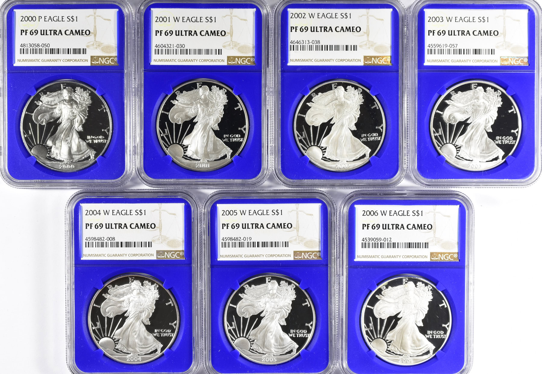 1986-S to 2019-W $1 Silver Eagle Date Run NGC Proof-69 UC (Matching ...