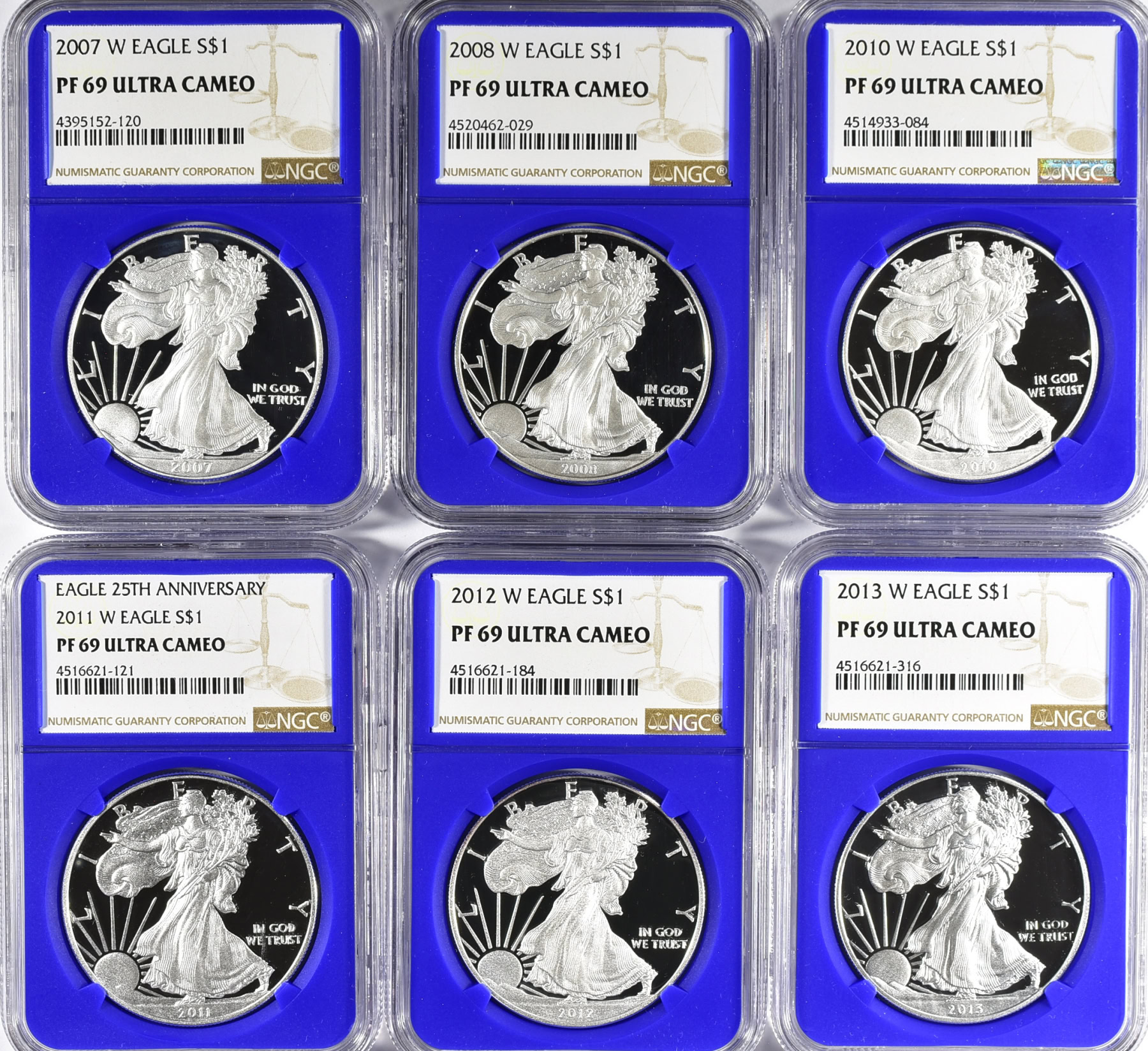 1986-S to 2019-W $1 Silver Eagle Date Run NGC Proof-69 UC (Matching ...