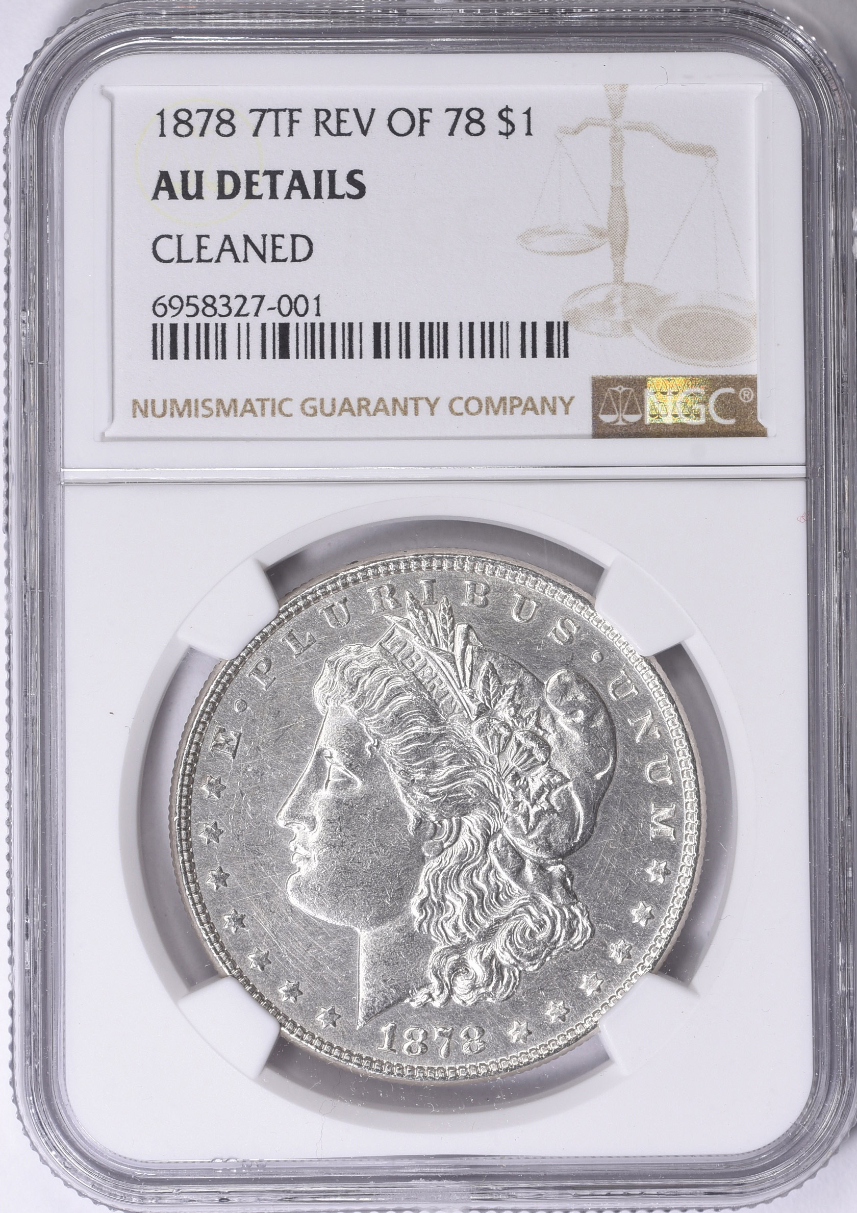 1878 Morgan Silver Dollar 7 Tailfeathers, Reverse of 1878 NGC AU Details (Item 1549183 ...