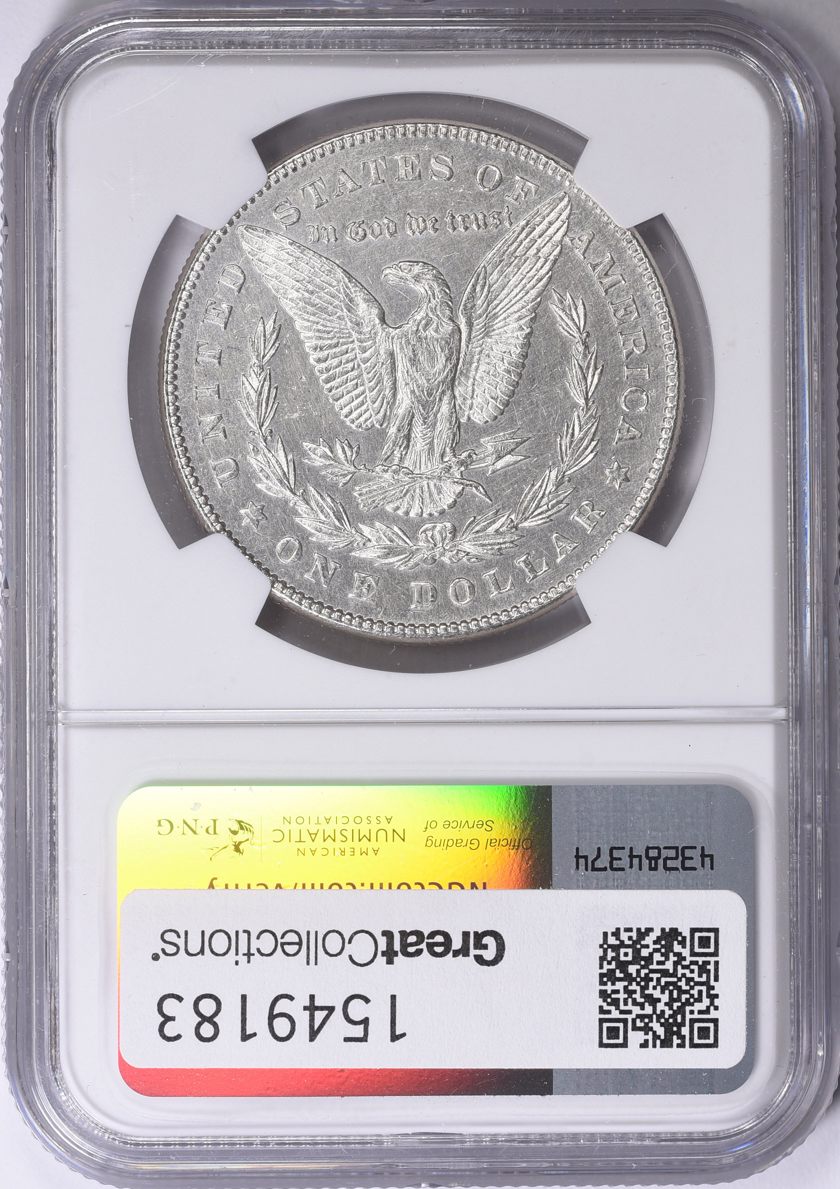 1878 Morgan Silver Dollar 7 Tailfeathers, Reverse of 1878 NGC AU ...