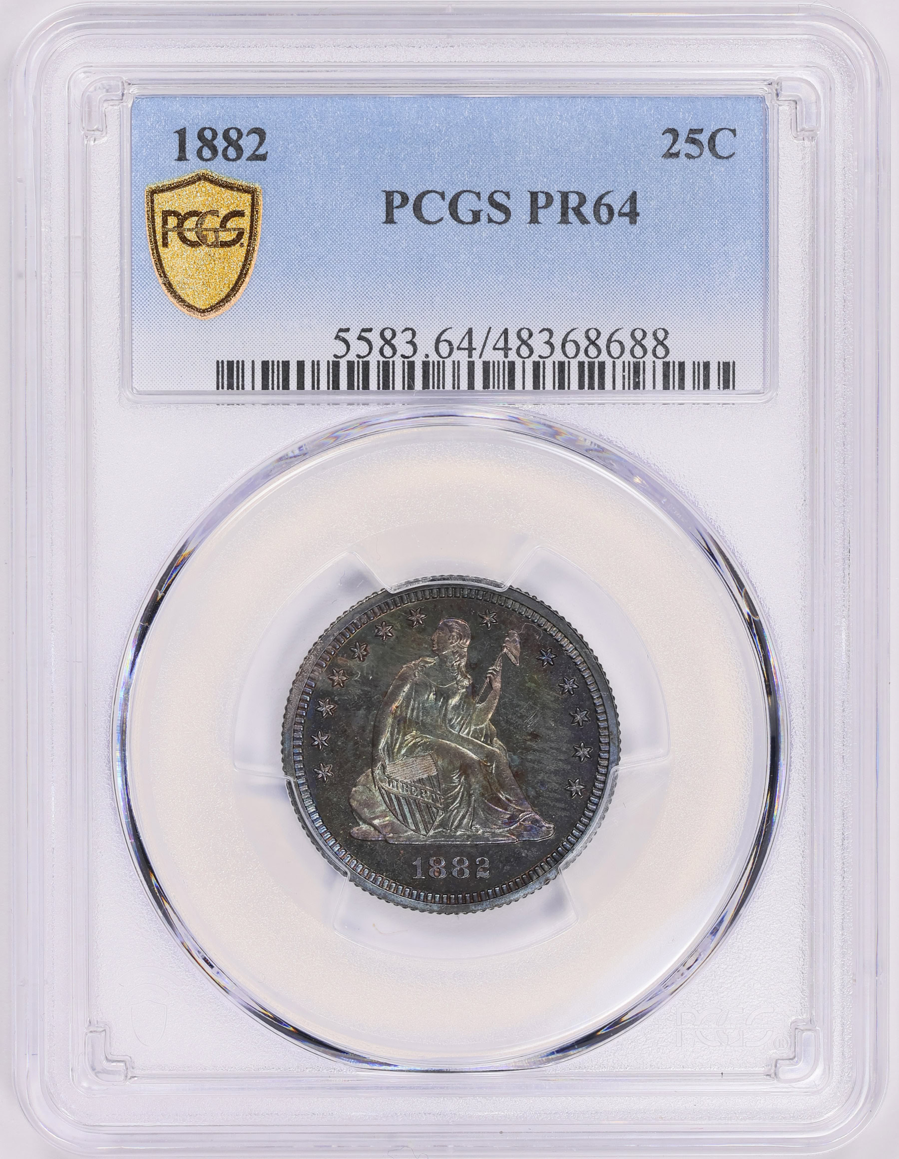 1882 Seated Liberty Quarter PCGS Proof-64 (Toned) (Item 1549222) | GreatCollections Coin Auctions
