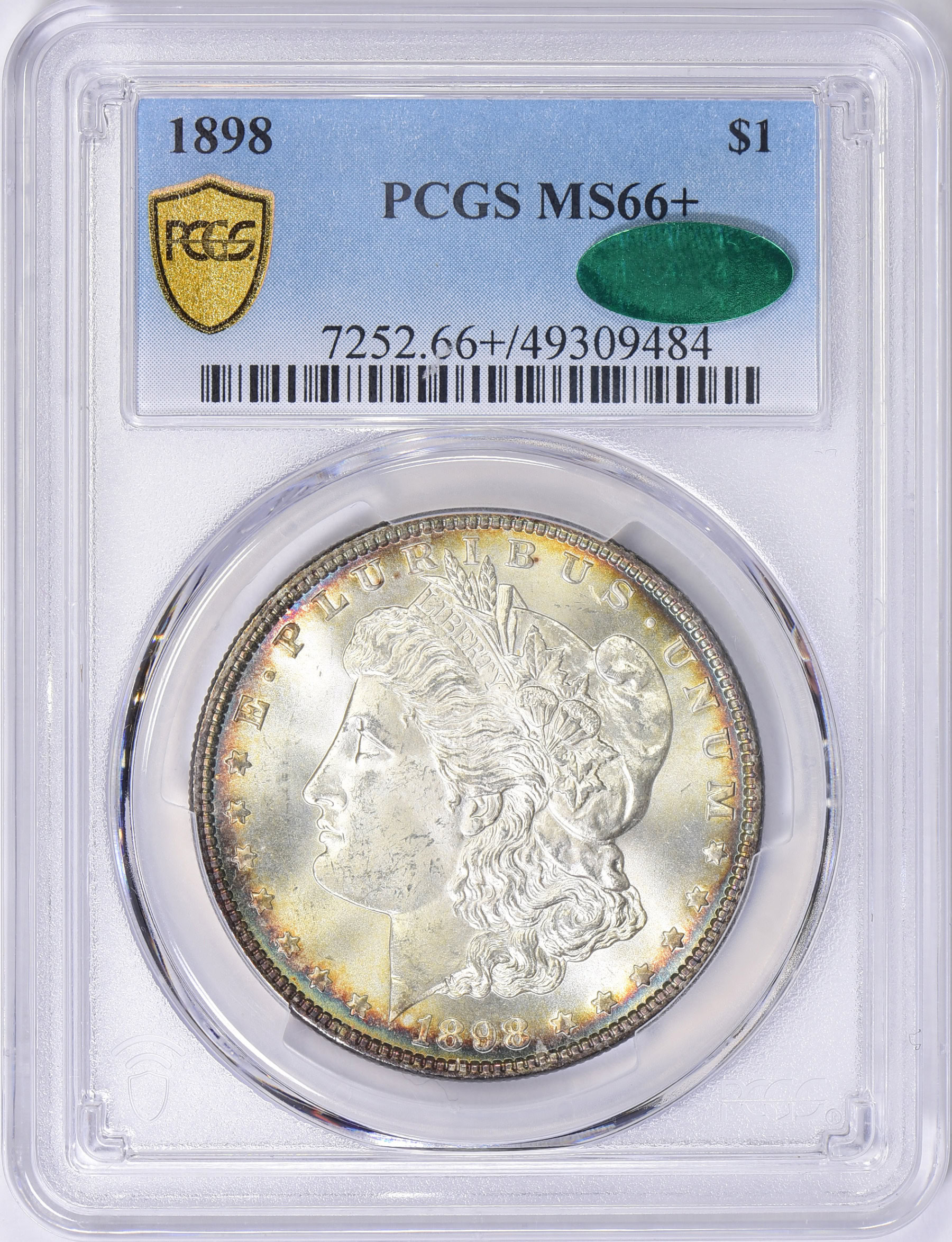 1898 Morgan Silver Dollar PCGS MS-66+ (CAC Green) (Toned) (Item 1549283) | GreatCollections Coin ...