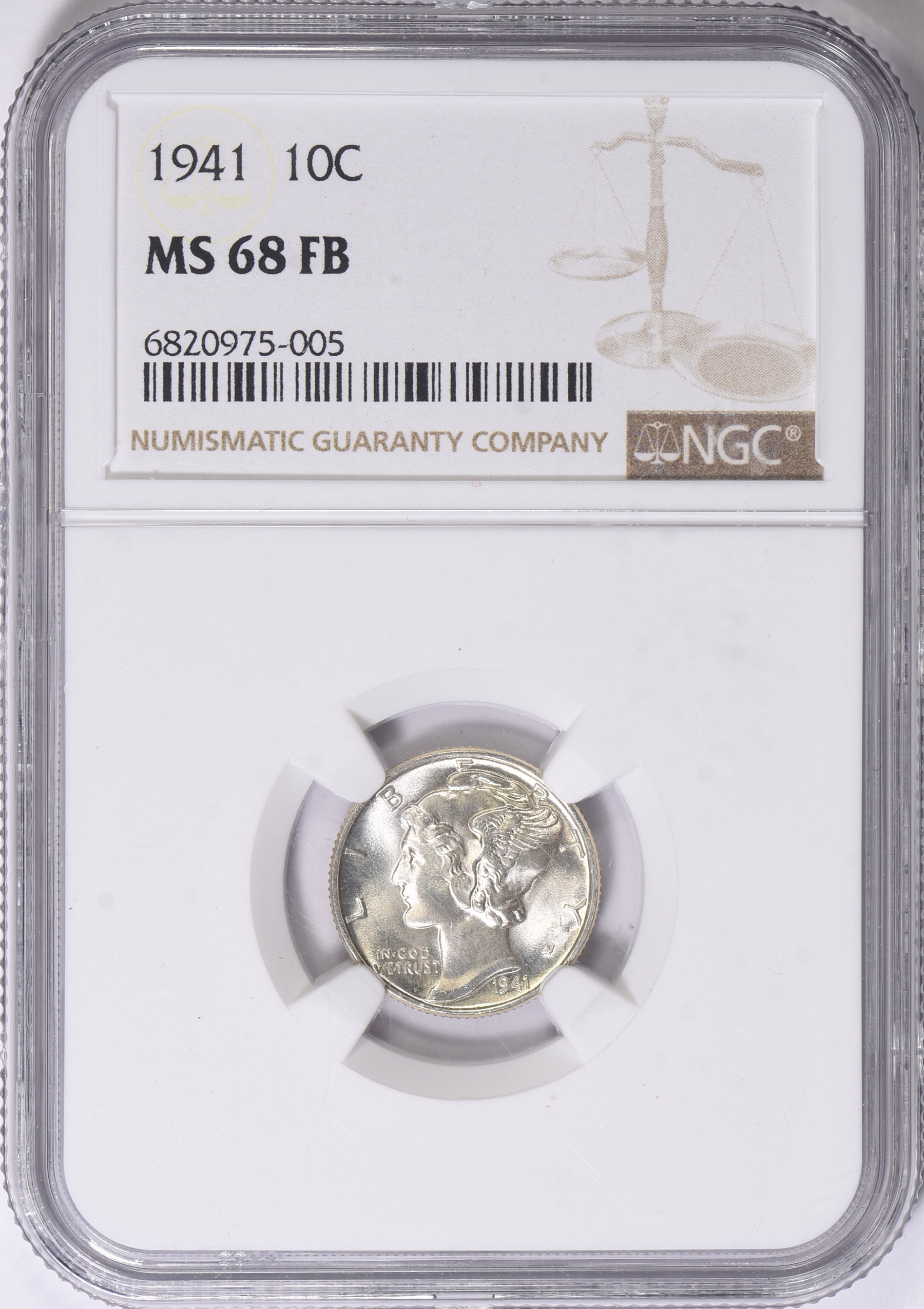 1941 Mercury Dime NGC MS-68 FB (Item 1549288) | GreatCollections Coin Auctions