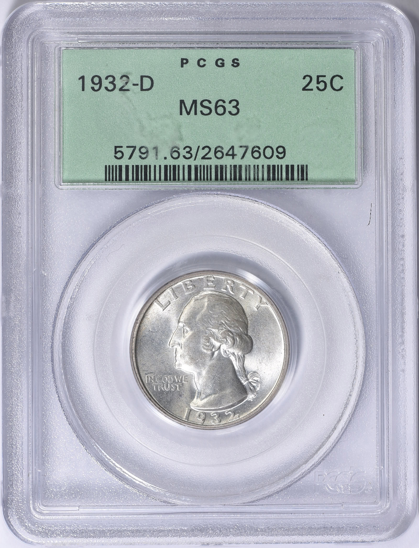 1932-D Washington Quarter PCGS MS-63 OGH (Item 1549443 ...