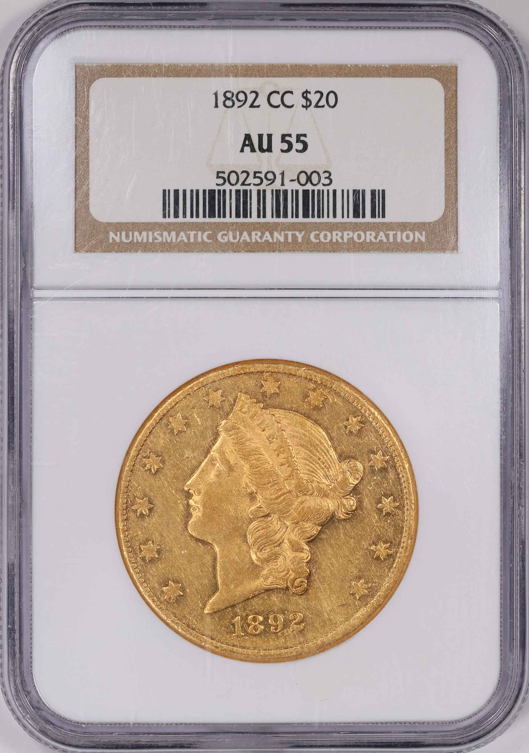1892-CC Liberty Gold Double Eagle NGC AU-55 (Item 1550073) | GreatCollections Coin Auctions
