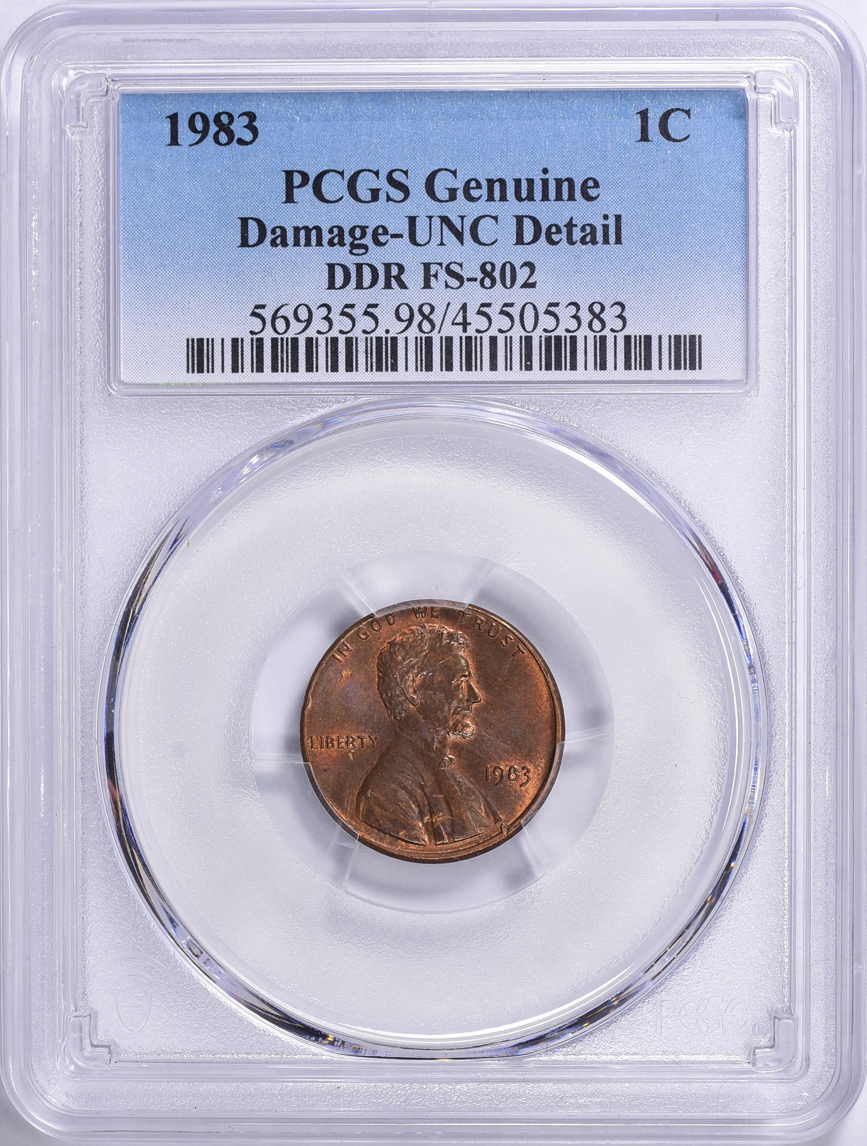 1983 Lincoln Cent DDR FS-802 PCGS Genuine Unc Details (Item 1552296 ...