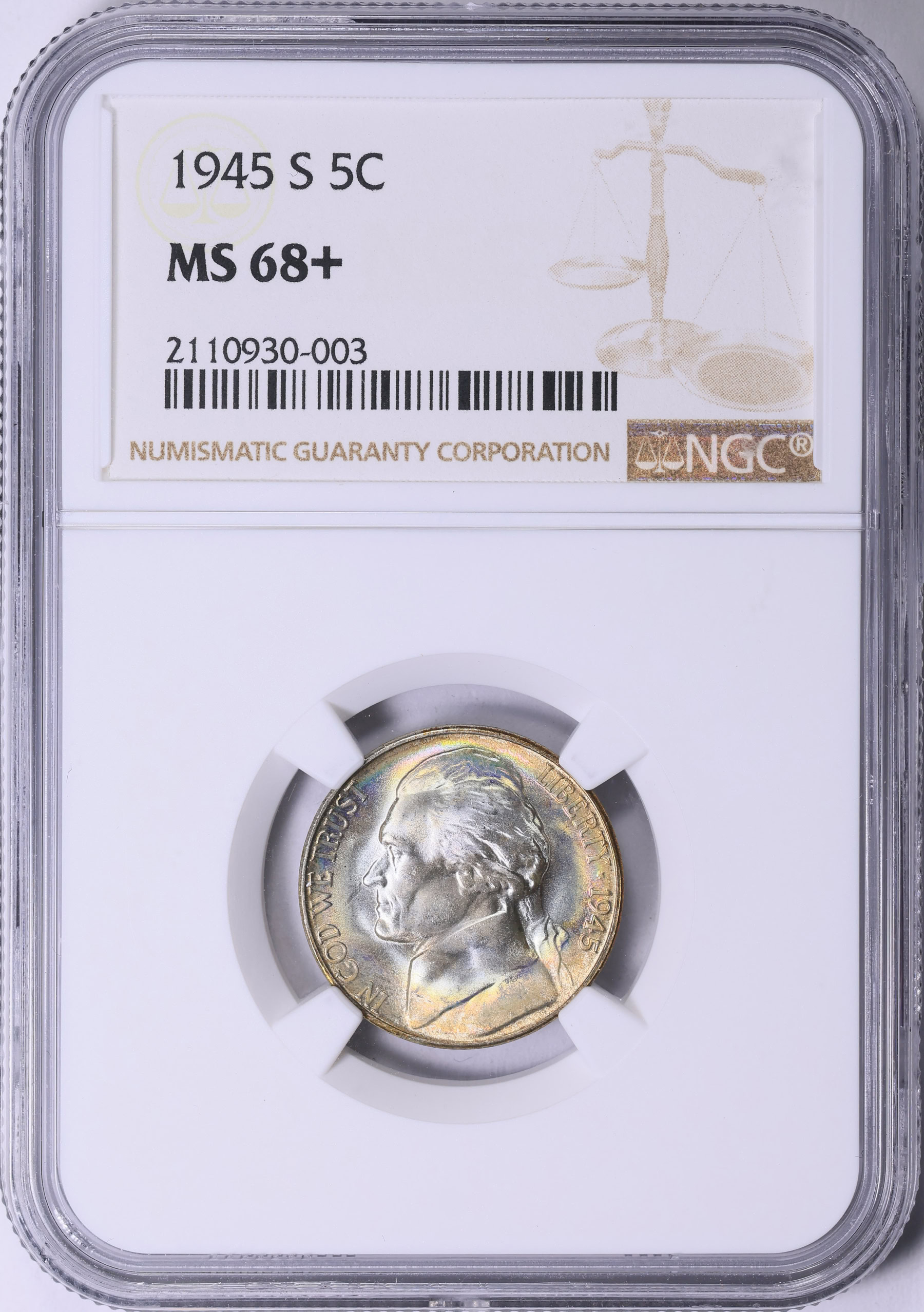 1945-S Jefferson Nickel NGC MS-68+ (Toned) (Item 1552806 ...