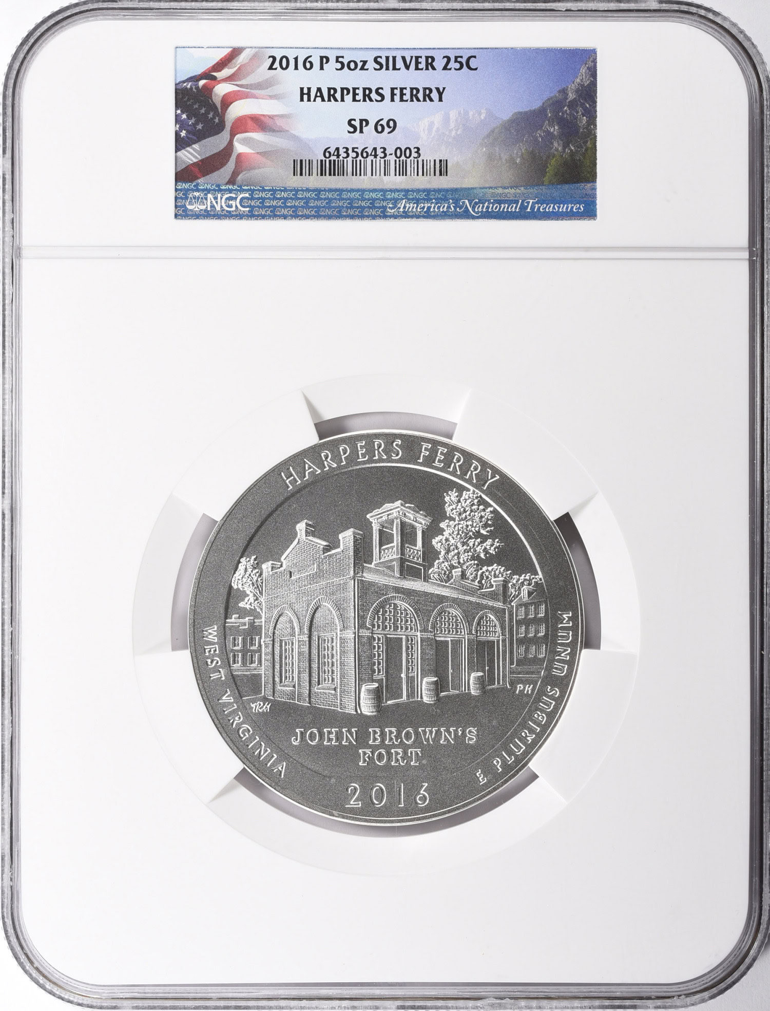 2016-P America the Beautiful 5 oz. Silver Quarter Harpers Ferry NP NGC ...