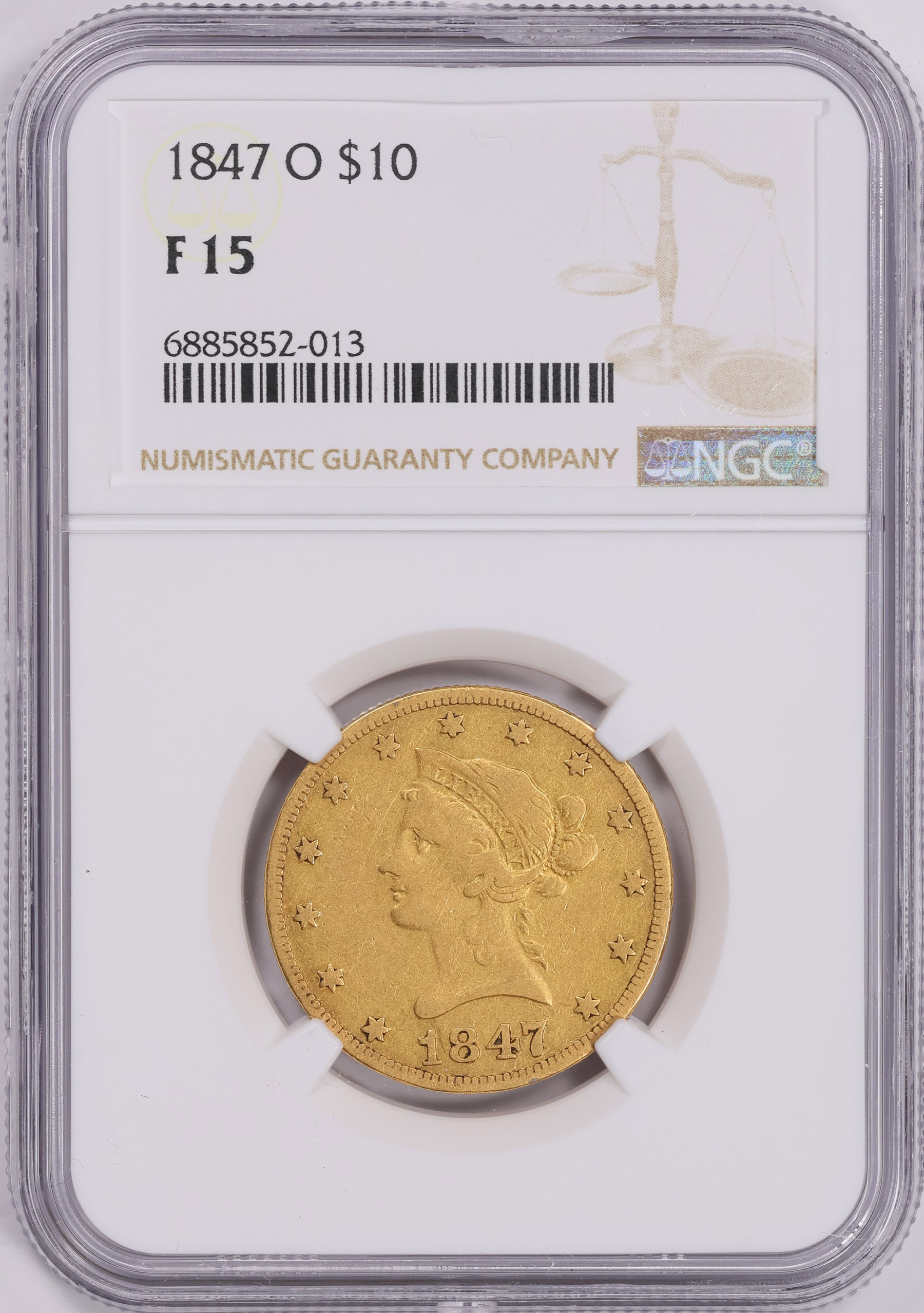 1847-O Liberty Gold Eagle NGC F-15 (Item 1553031) | GreatCollections ...